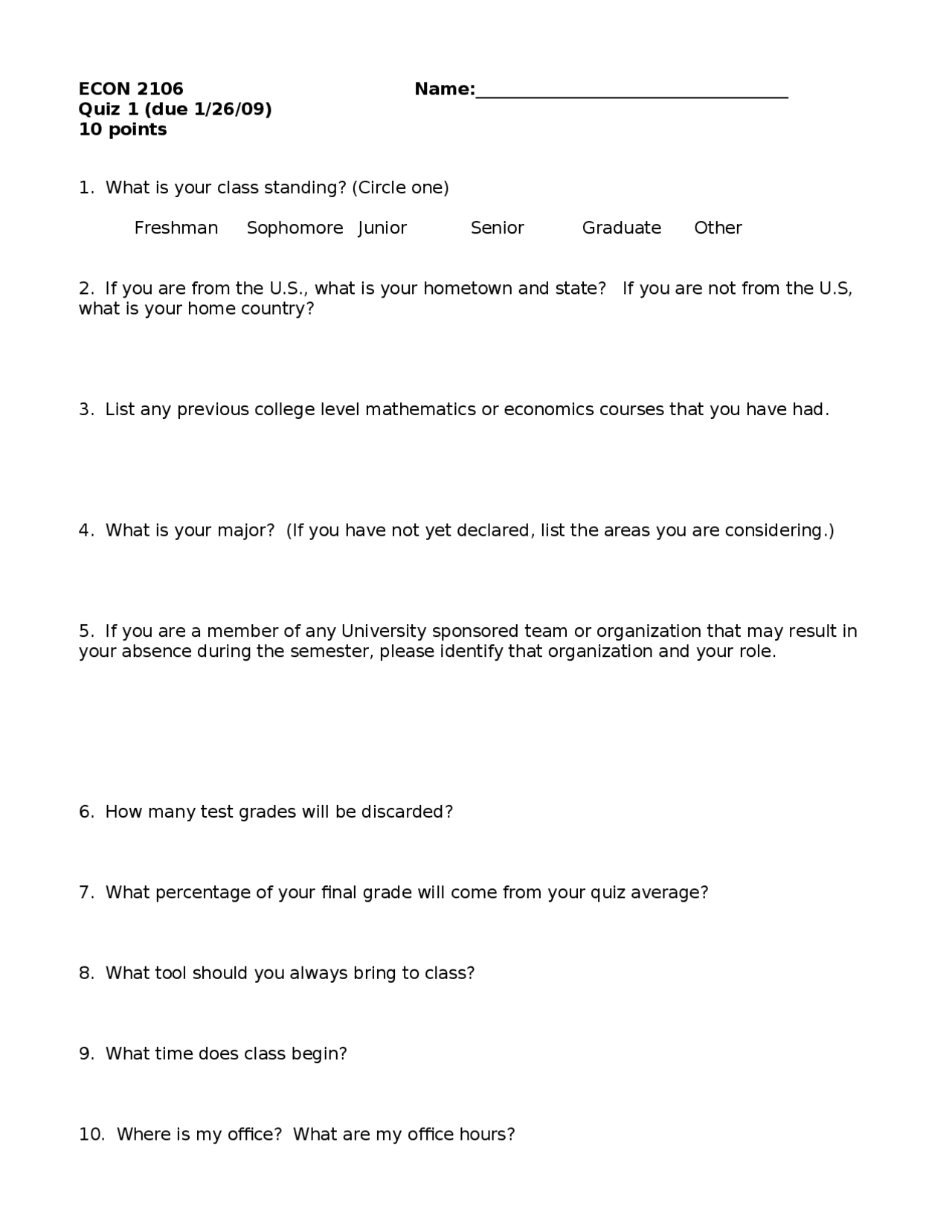 Quiz 1 For Pricing Techniques Notes Honors Principles Of