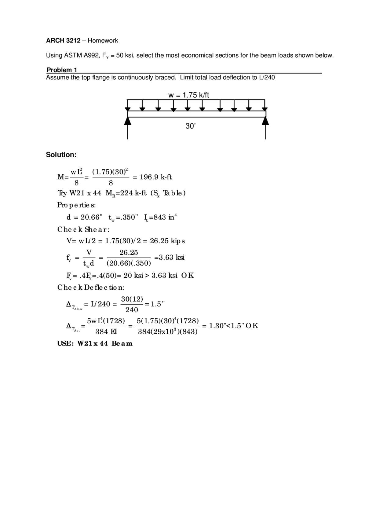 Architecture Structures Iii Solutions For Assignment Arch 3212 Docsity