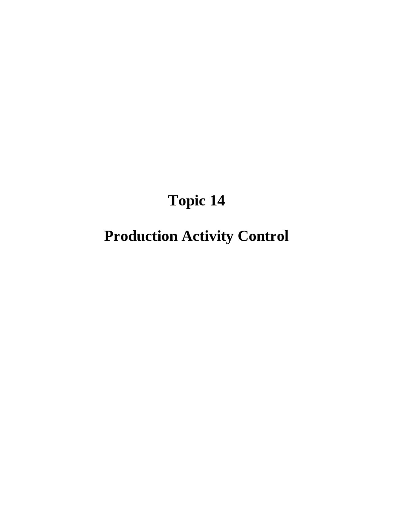 Operations Management Production Activity Control Mgmt 3165 Docsity
