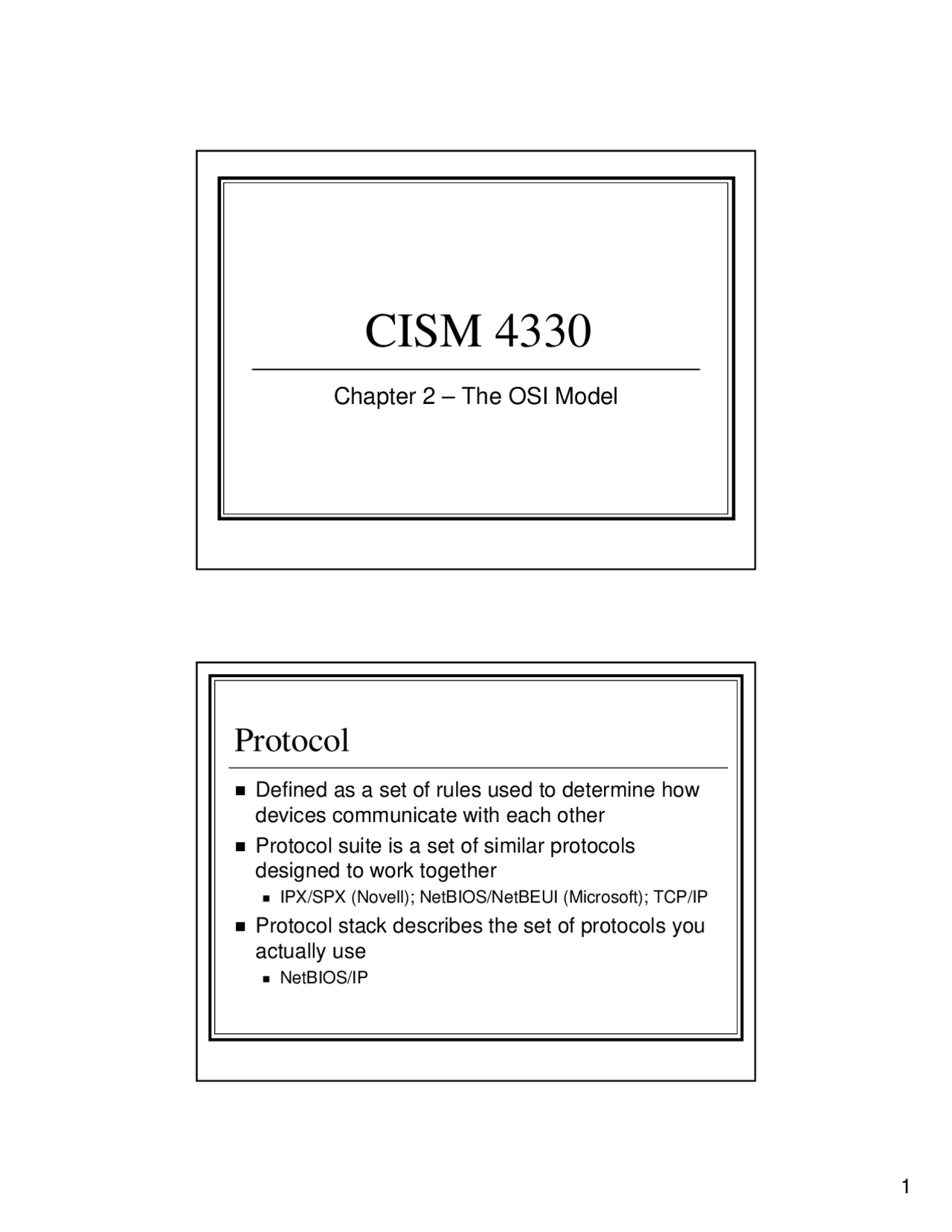 The OSI Model - Telecommunications Management - Lecture Slides | CISM 4330 - Docsity