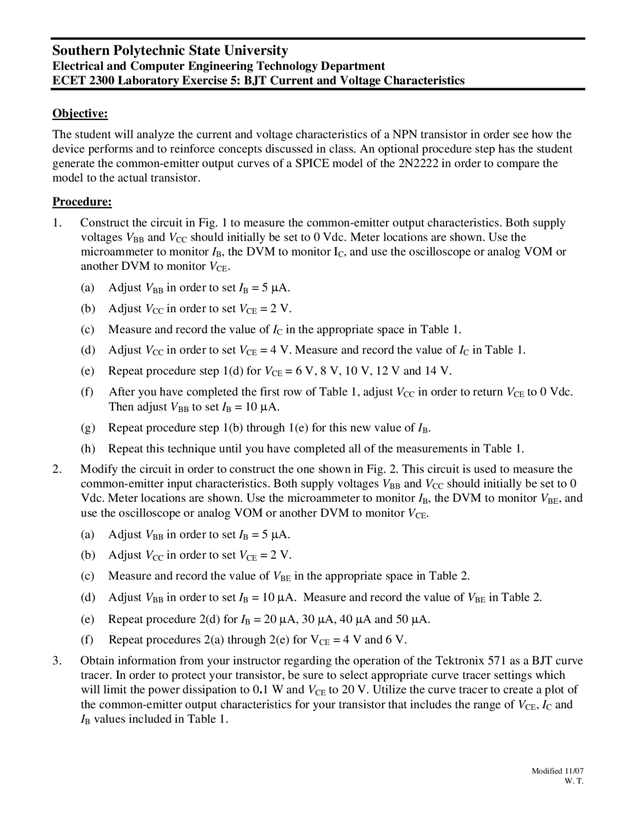 7 Questions On Characteristics Of Voltage In The Laboratory Ecet 2300