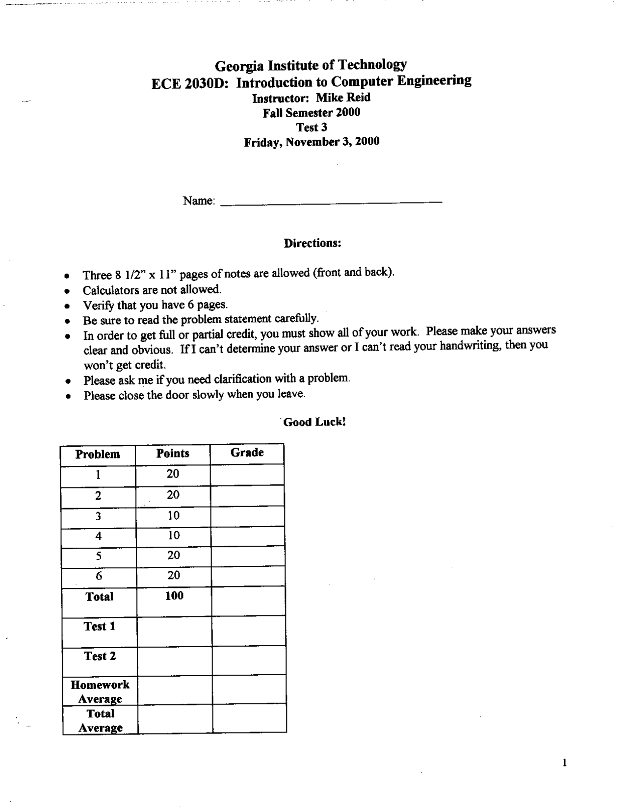 Exam 3 Practice Problems Introduction To Computer Engineering Ece