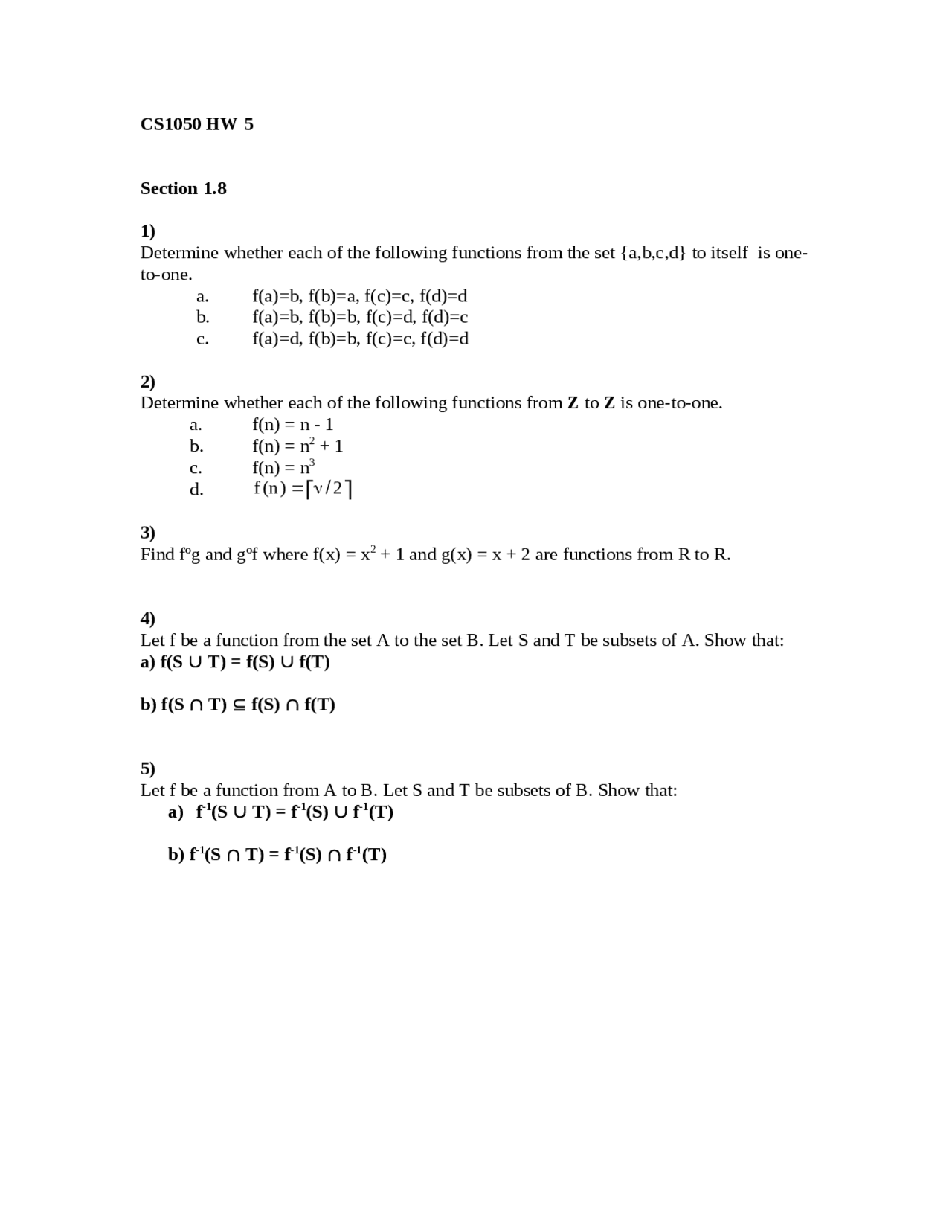 Practice Questions For Assignment 5 Constructing Proofs Cs 1050