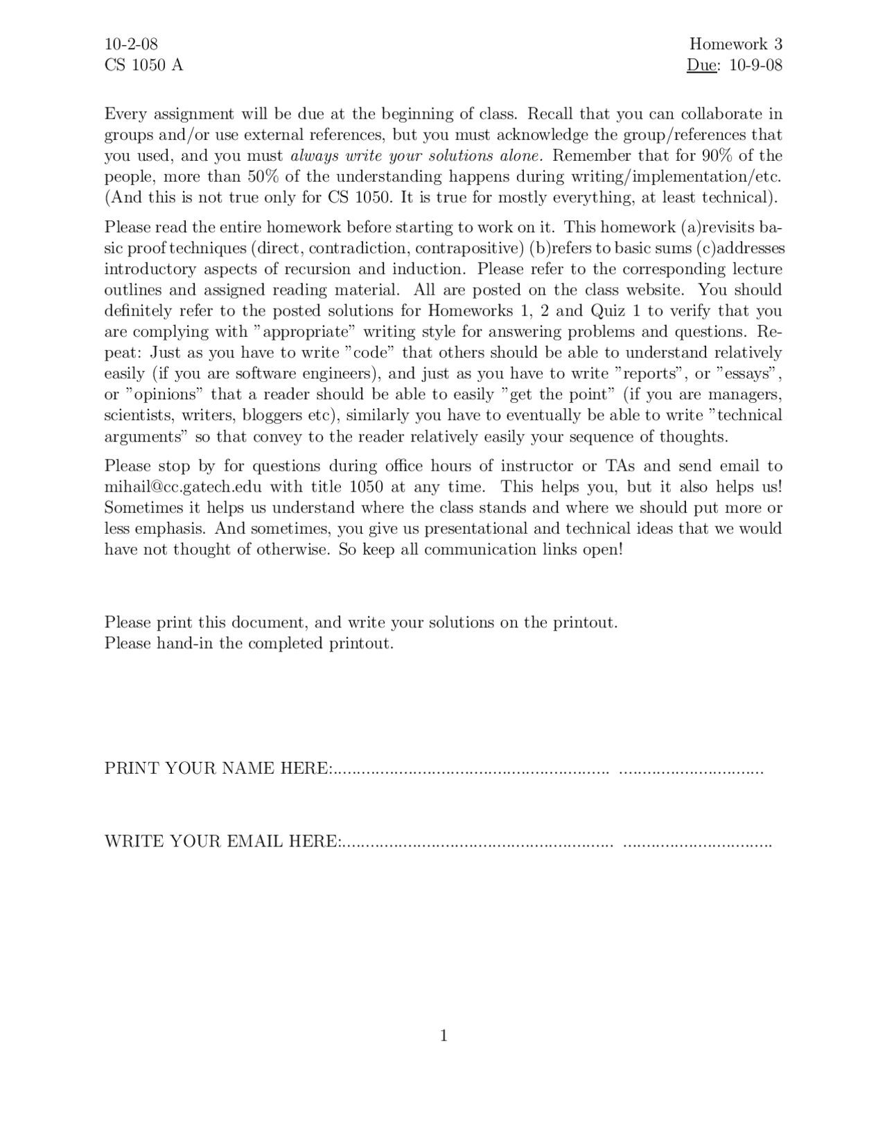 5 Problems On Constructing Proofs Homework 3 Cs 1050 Docsity