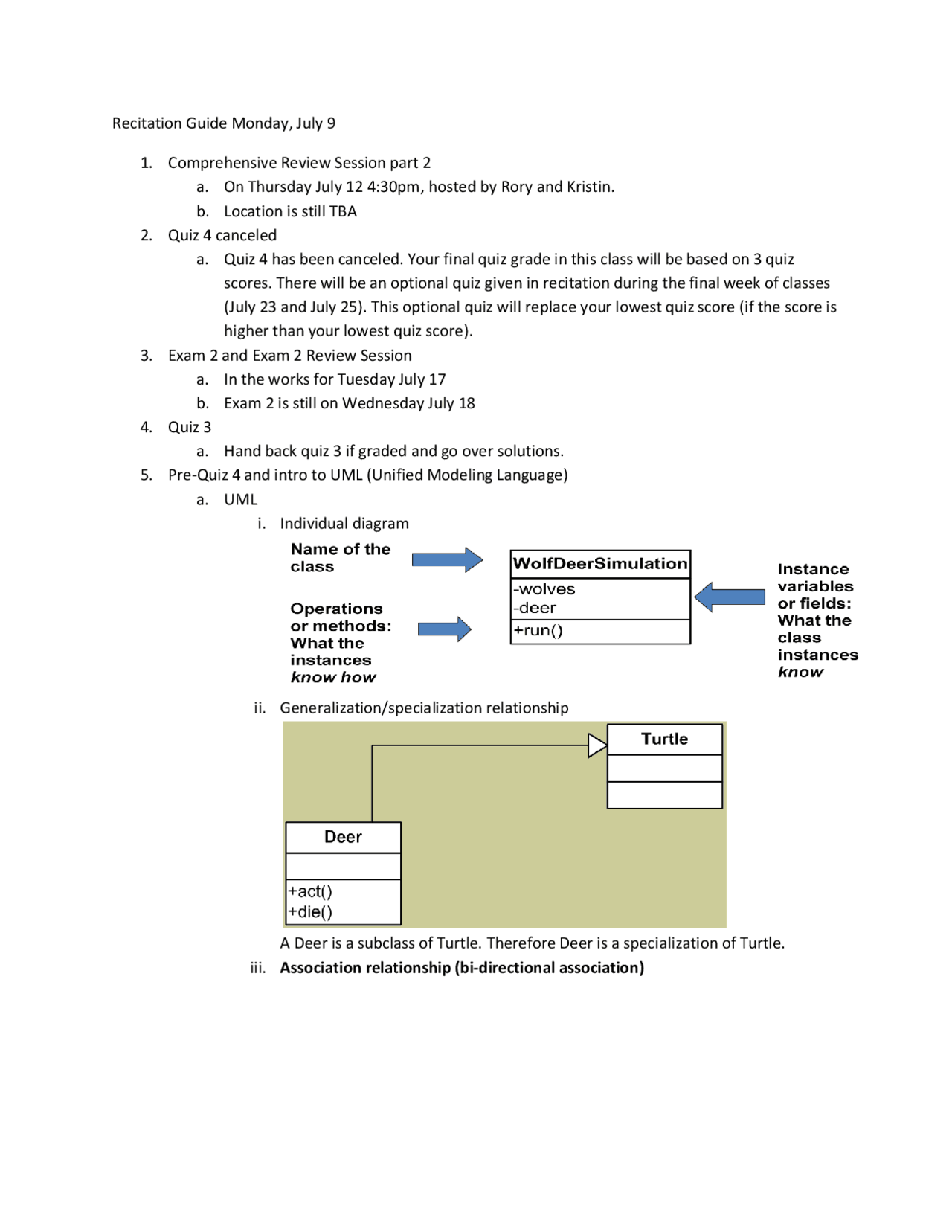 Study Guide for Quiz 4 - Representing Structures of Behavior | CS 1316 - Docsity