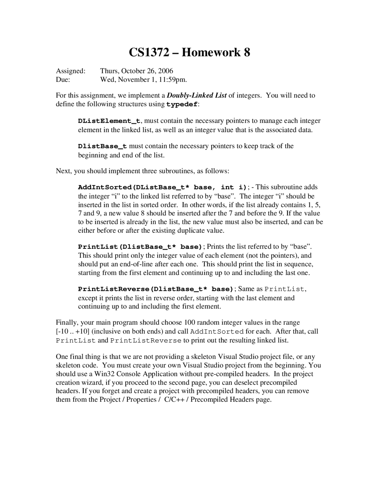 Homework 8 Program Design For Engineers Cs 1372 Docsity