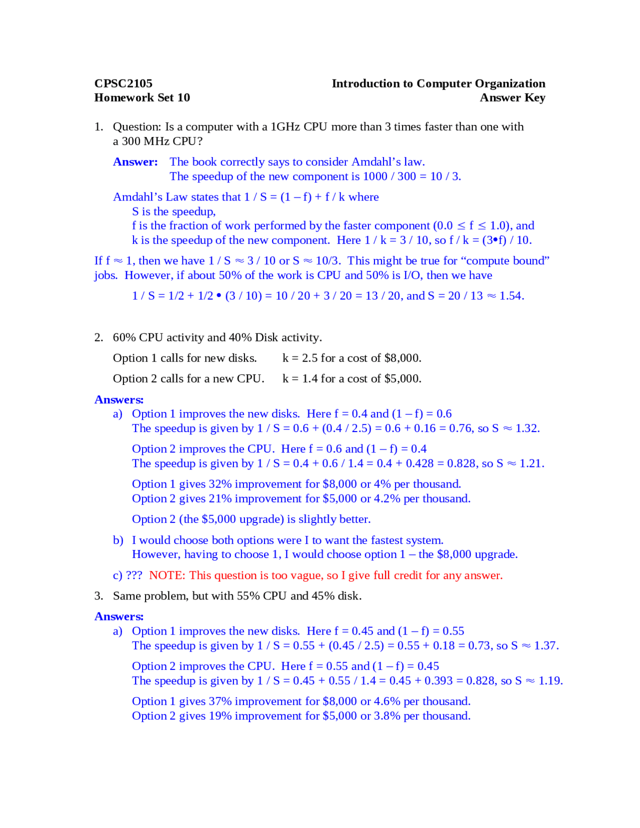 Computer Organization Solved Homework 10 Cpsc 2105 Docsity