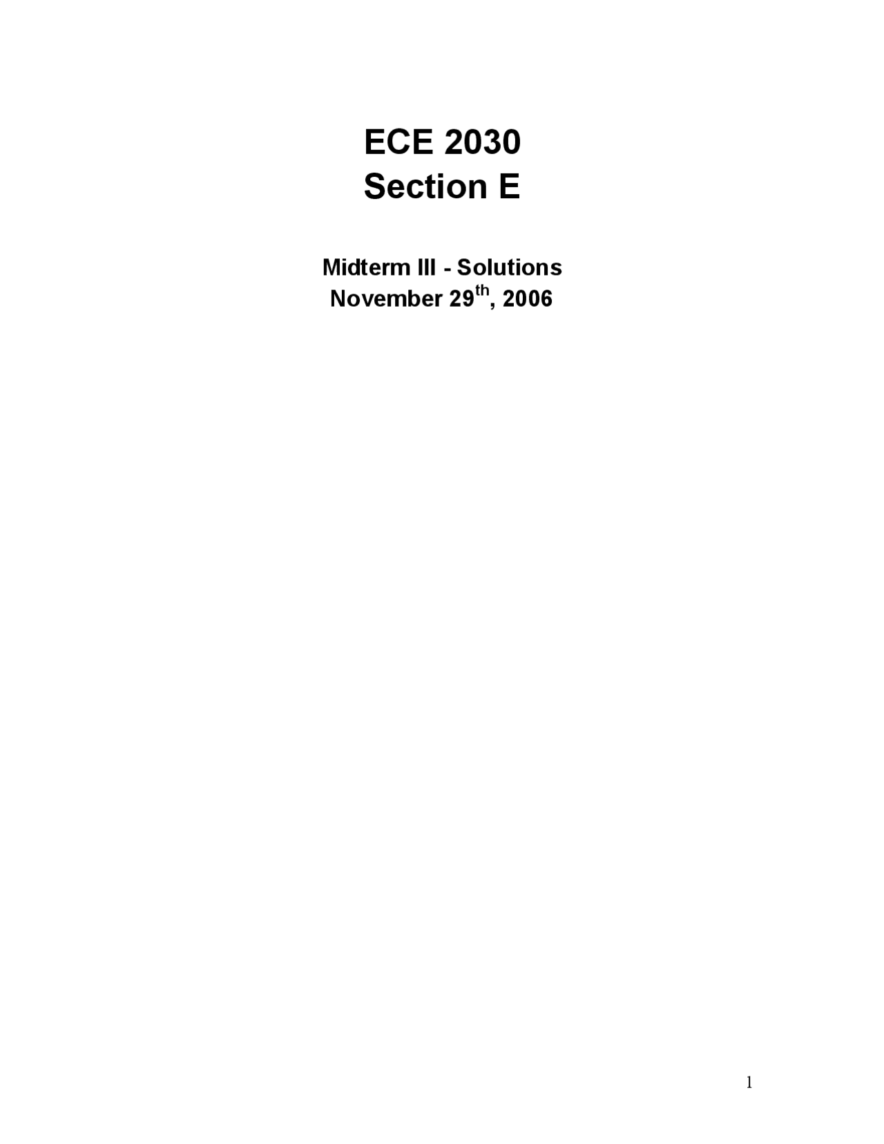 Introduction To Computer Engineering Midterm Exam 3 Solutions Ece