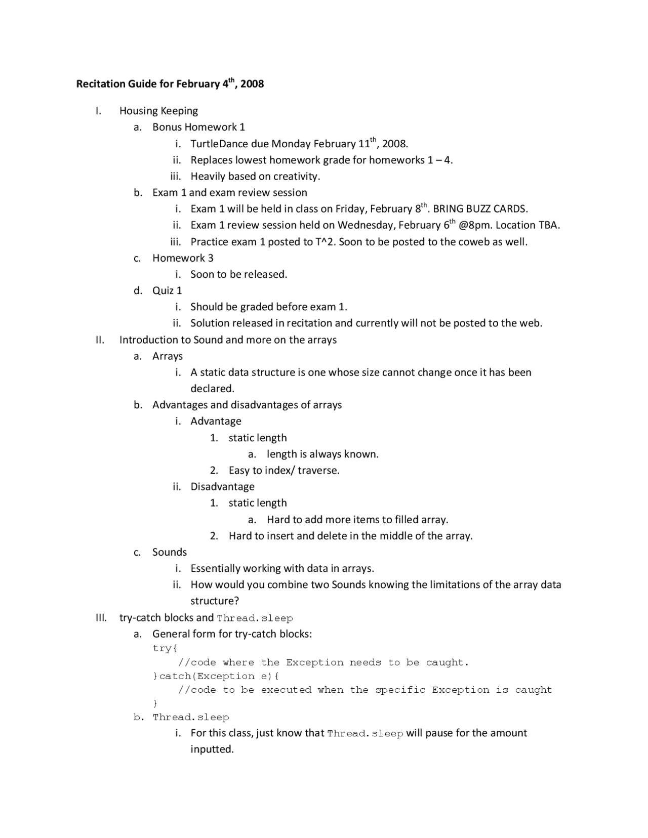 Review Sheet For Exam Representing Structure And Behavior Cs 1316