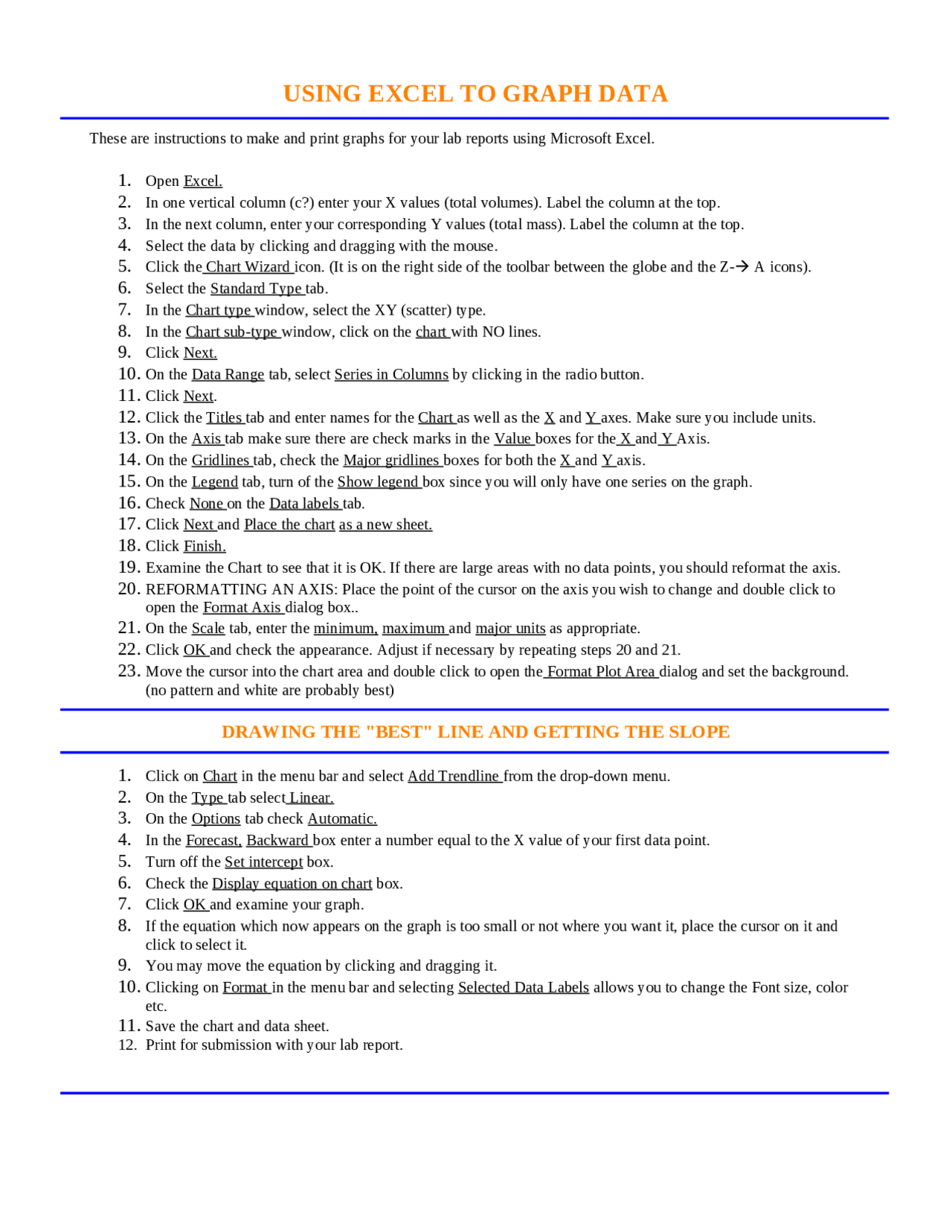 Using Excel to Graph Data - Principles of Chemistry Lab I | CHEM 1211L ...