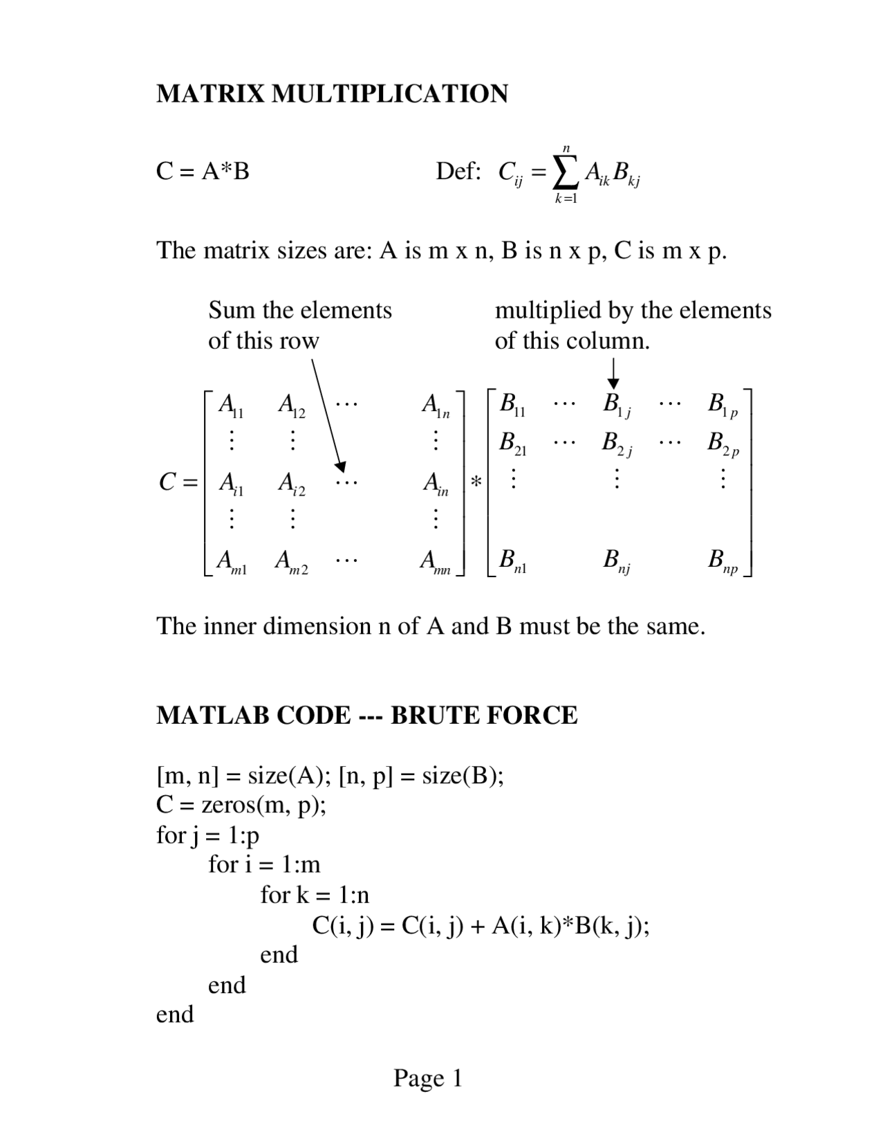 Matrix Multiplication: Inner Product and Outer Product - Prof. Marc ...