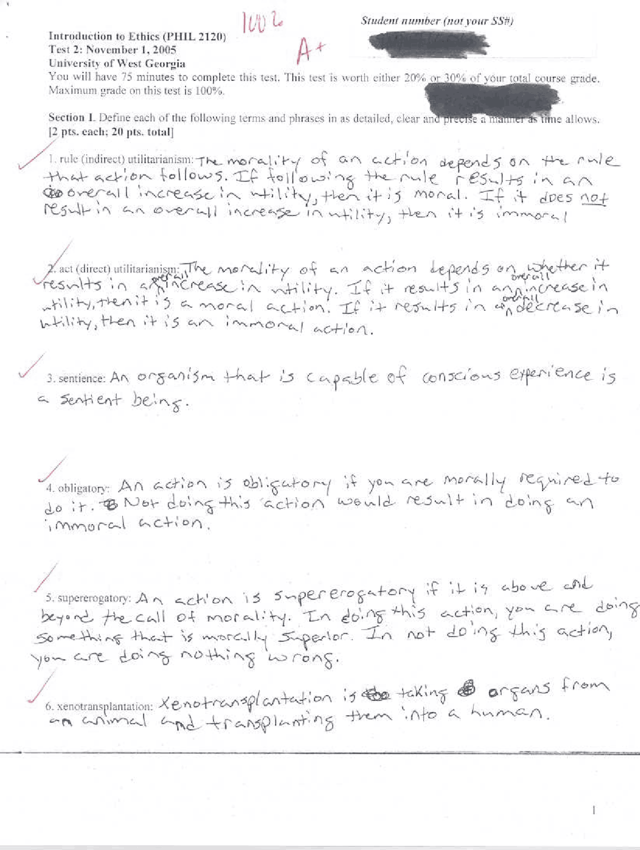 Past Test 2 With Solutions Introduction To Ethics Phil 2120 Docsity