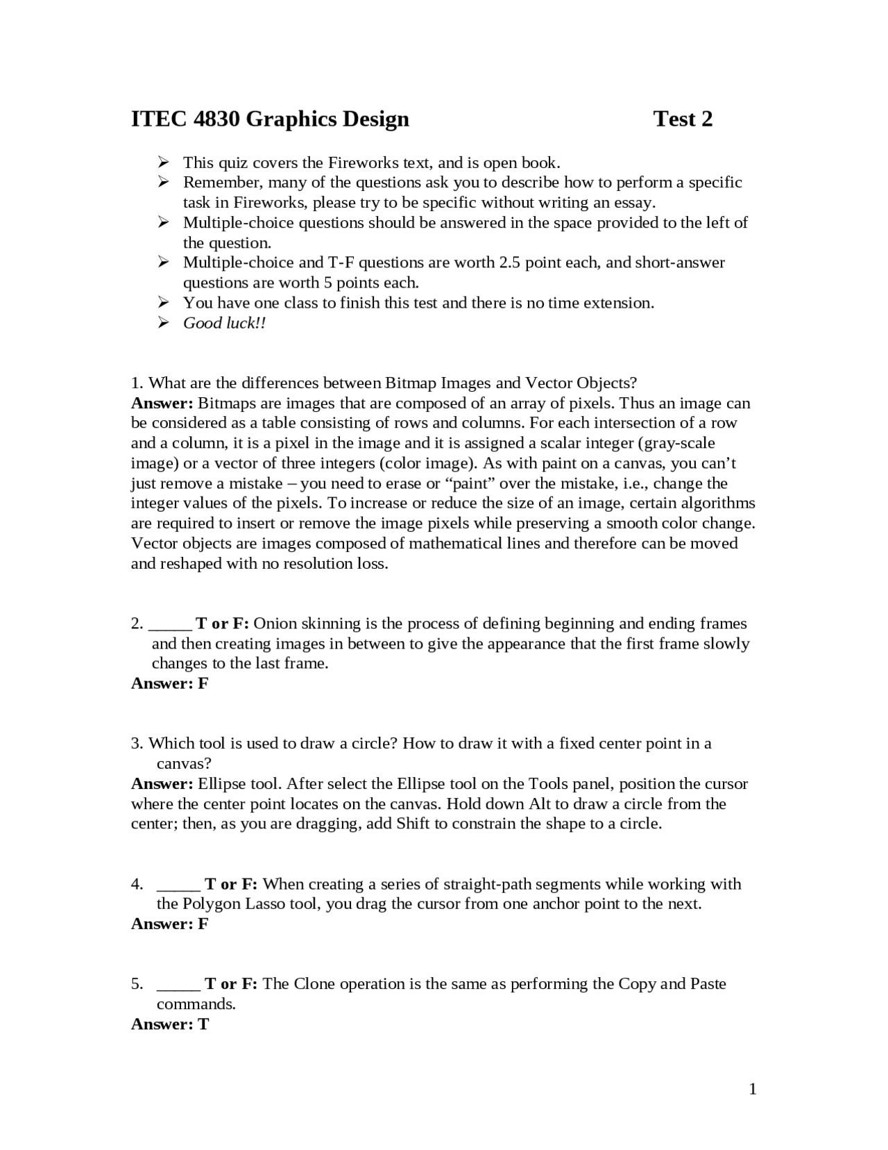 Graphic Design - Exam 2 Solutions | ITEC 4830 - Docsity