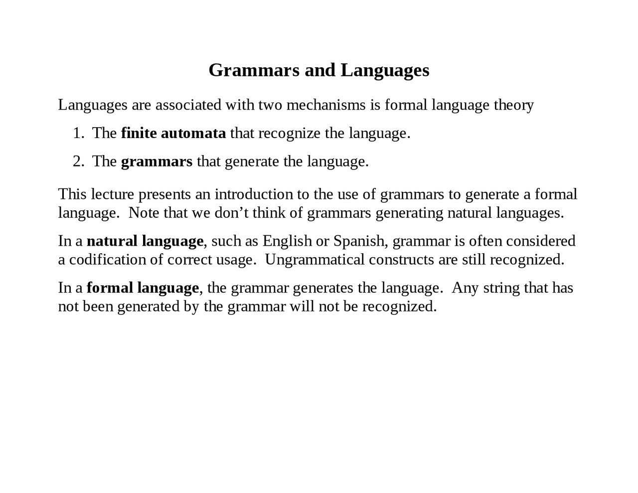 Grammars And Languages Computer And Network Security Notes Cpsc
