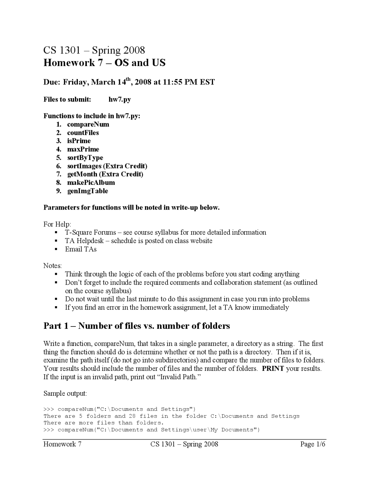 Introduction to Computing - Homework 7 on OS and US | CS 1301 - Docsity