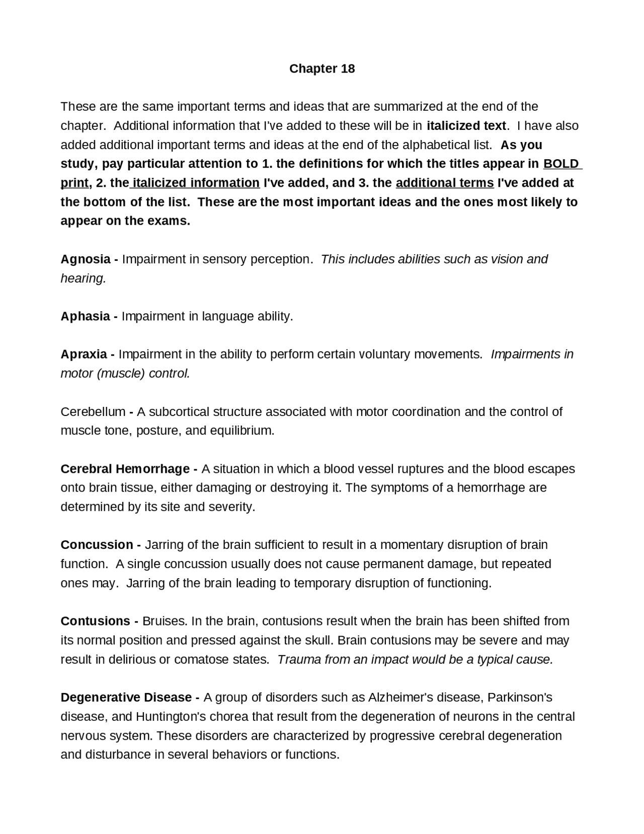 Agnosia, Aphasia, Apraxia - Clinical Psychology - Review Sheet | PSYC ...
