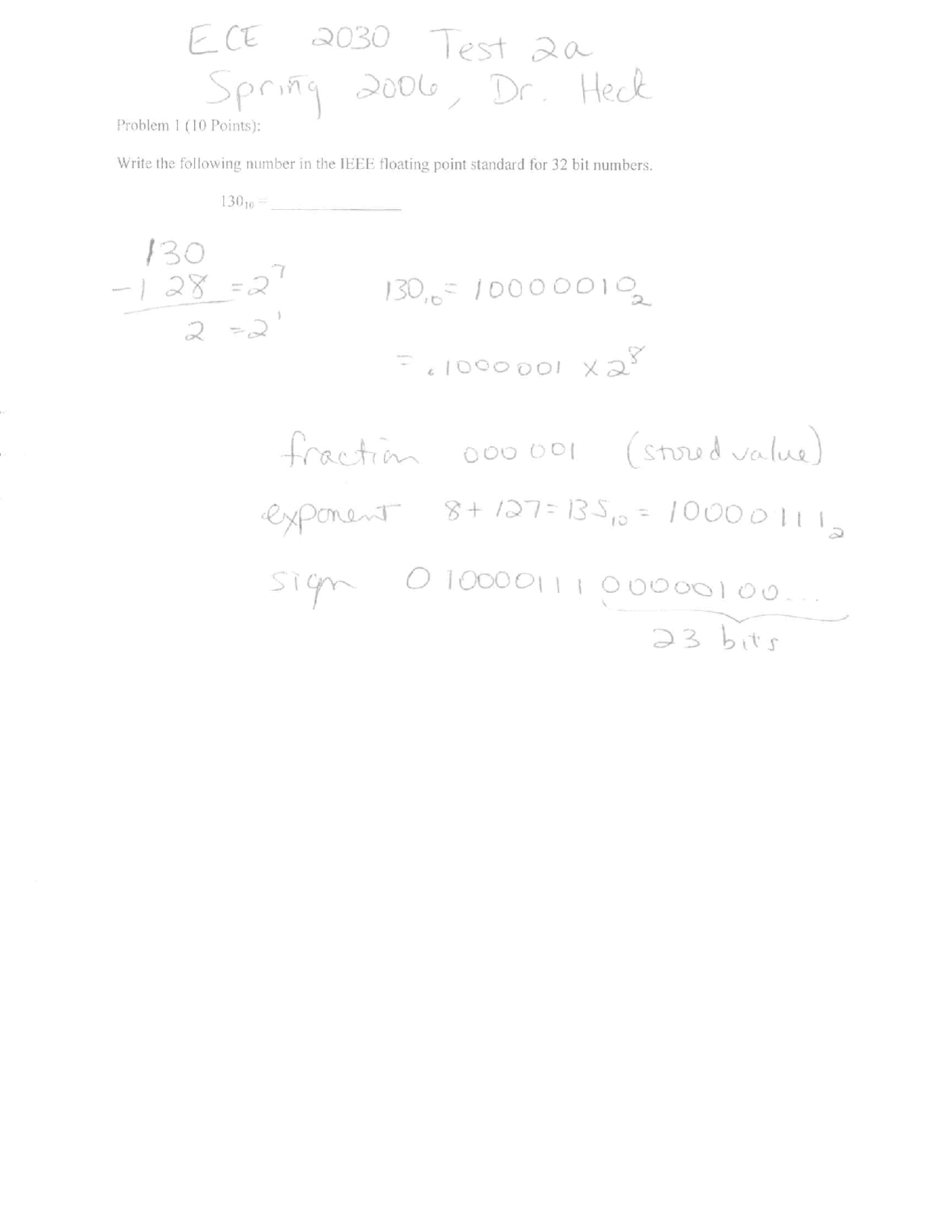 Solutions For Exam 2a Introduction To Computer Engineering Ece 2030 Docsity