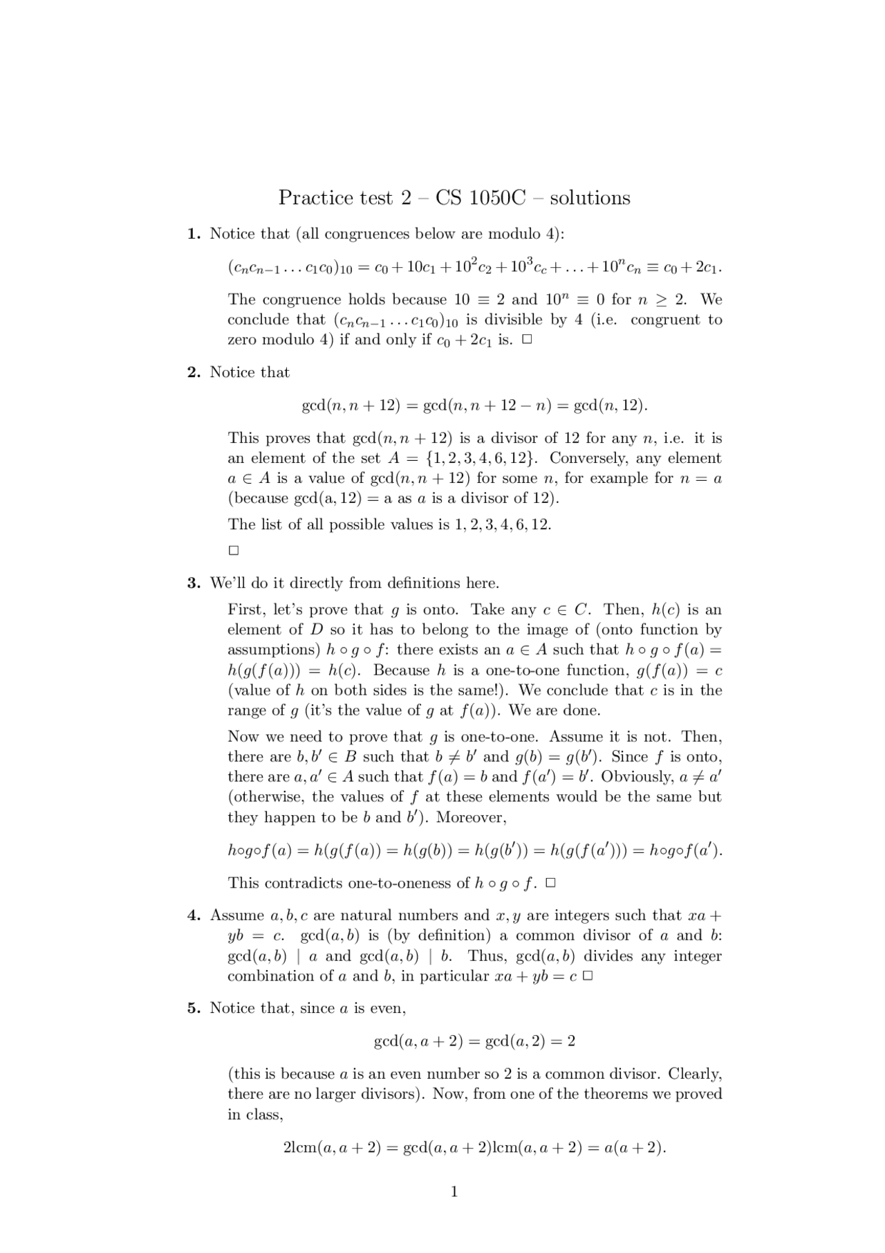 Practice Test Solution For Constructing Proofs Cs 1050 Docsity