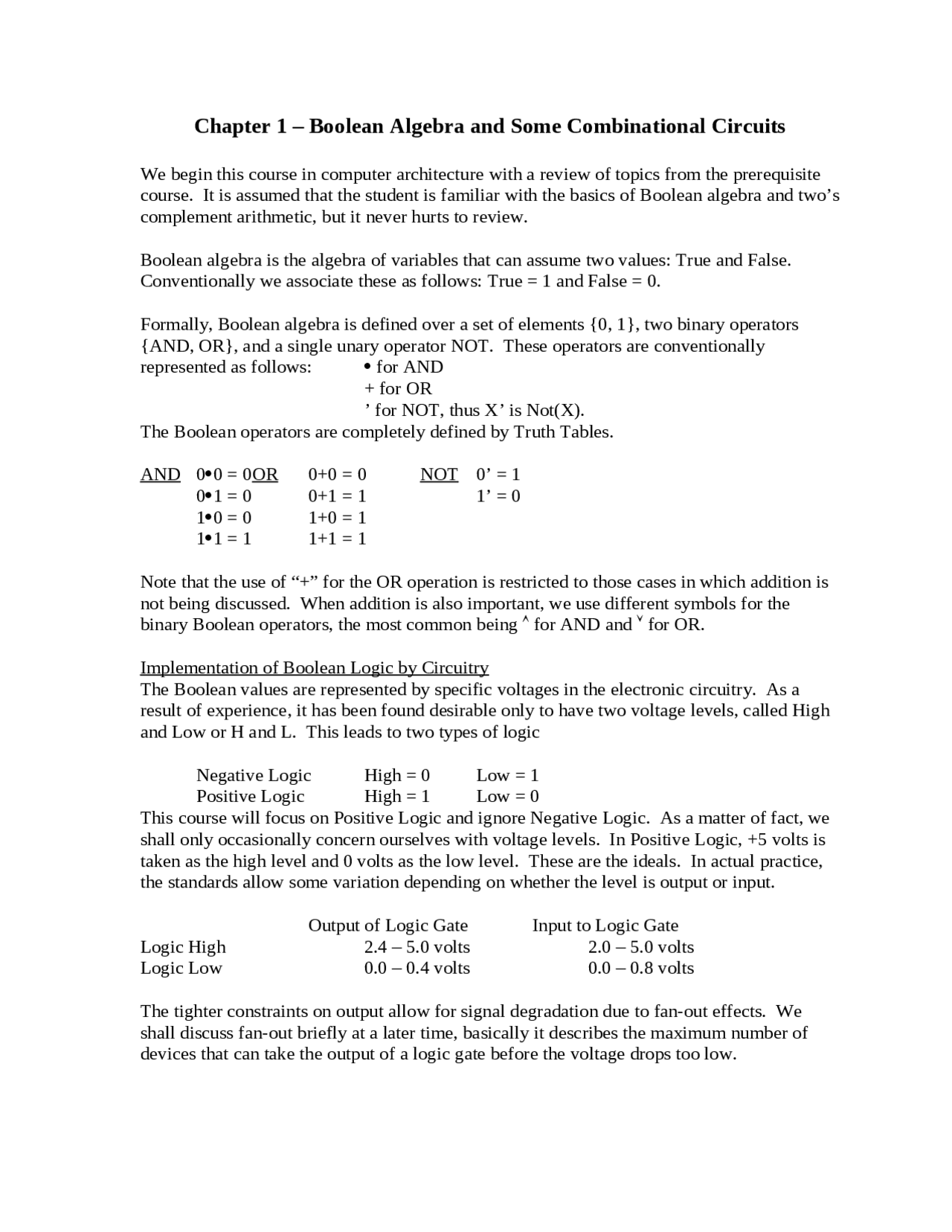 Boolean Algebra And Some Combinational Circuit Computer Architecture Cpsc 5155u Docsity