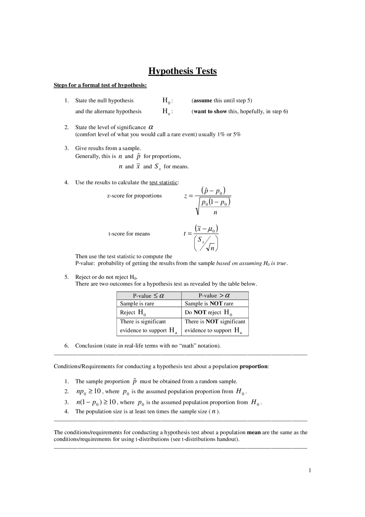 Hypothesis Tests Statistical Methods Sta 2023 Docsity
