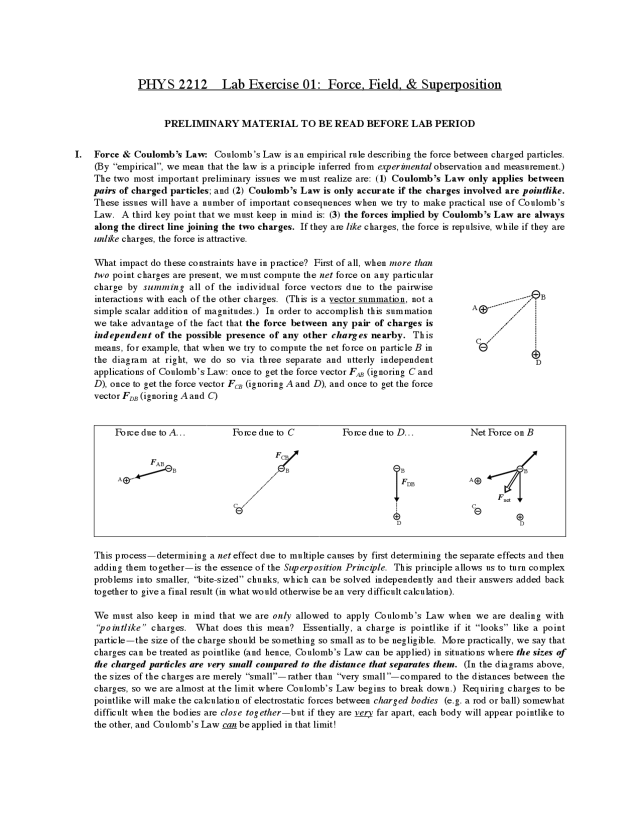 Lab Exercise 1 Force Field And Superposition Phys 2212 Lab