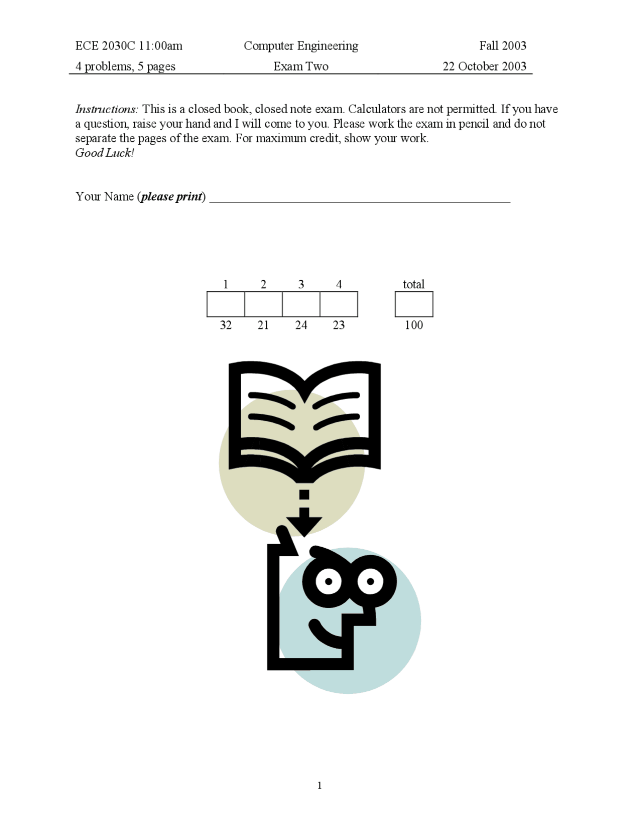 Take Home Exam 2 - Introduction to Computer Engineering | ECE 2030 - Docsity