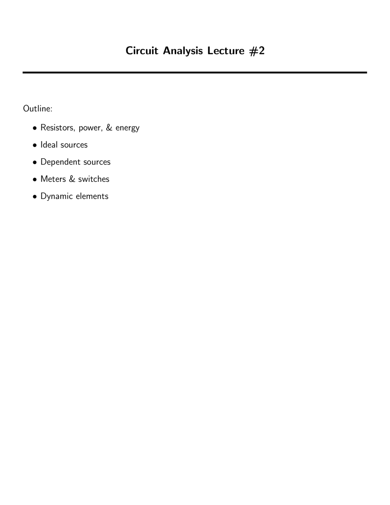 Resistor Power And Energy Circuit Analysis Lecture 2 Ece 2040
