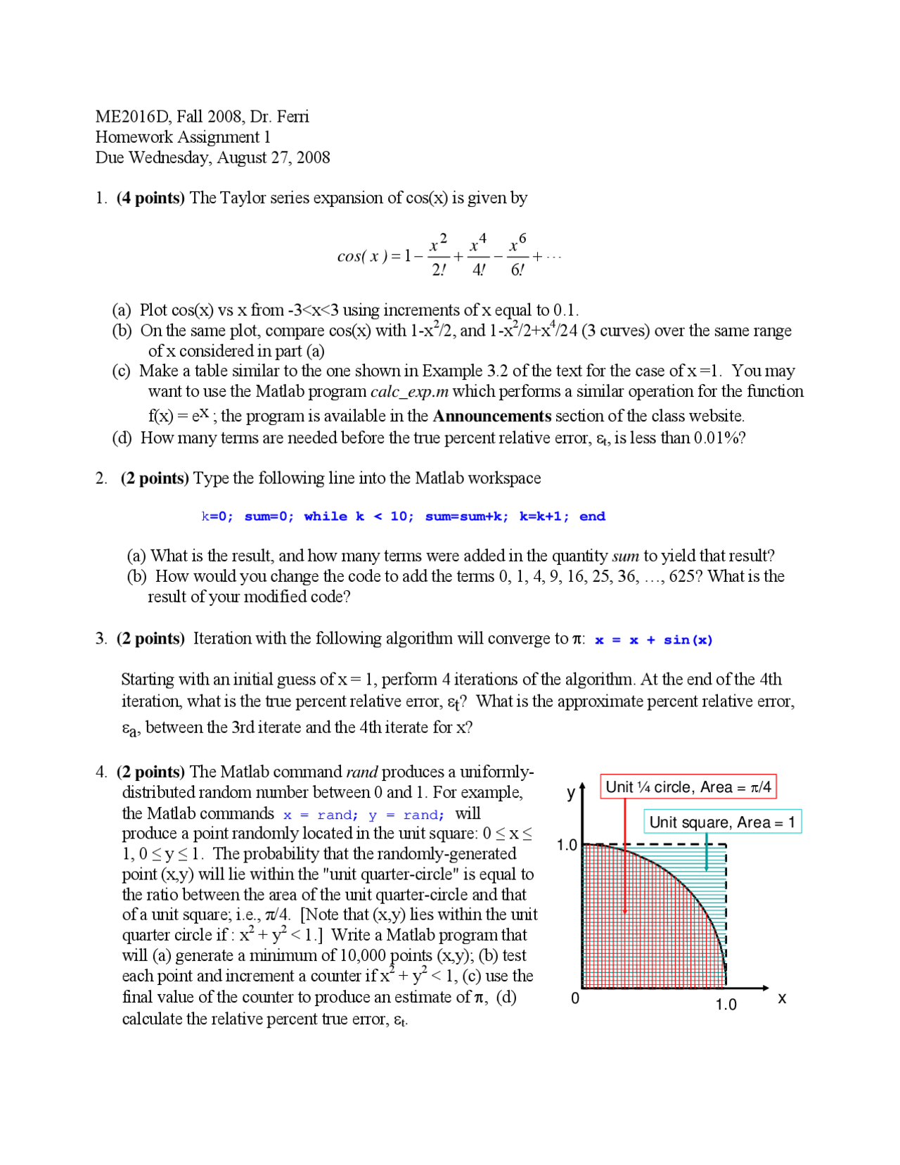 Taylor Series Expansion Assignment Me 2016 Docsity