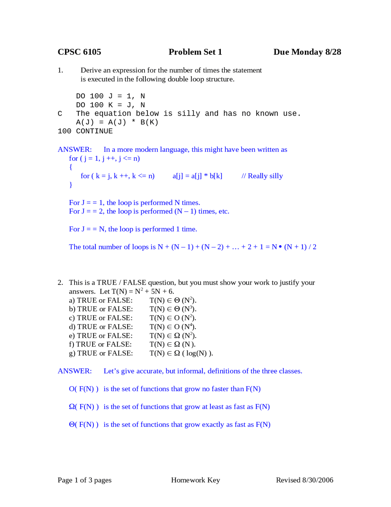 Problem Set 1 For Fundamentals Of Principles Of Comp Science Cpsc 6105 Docsity