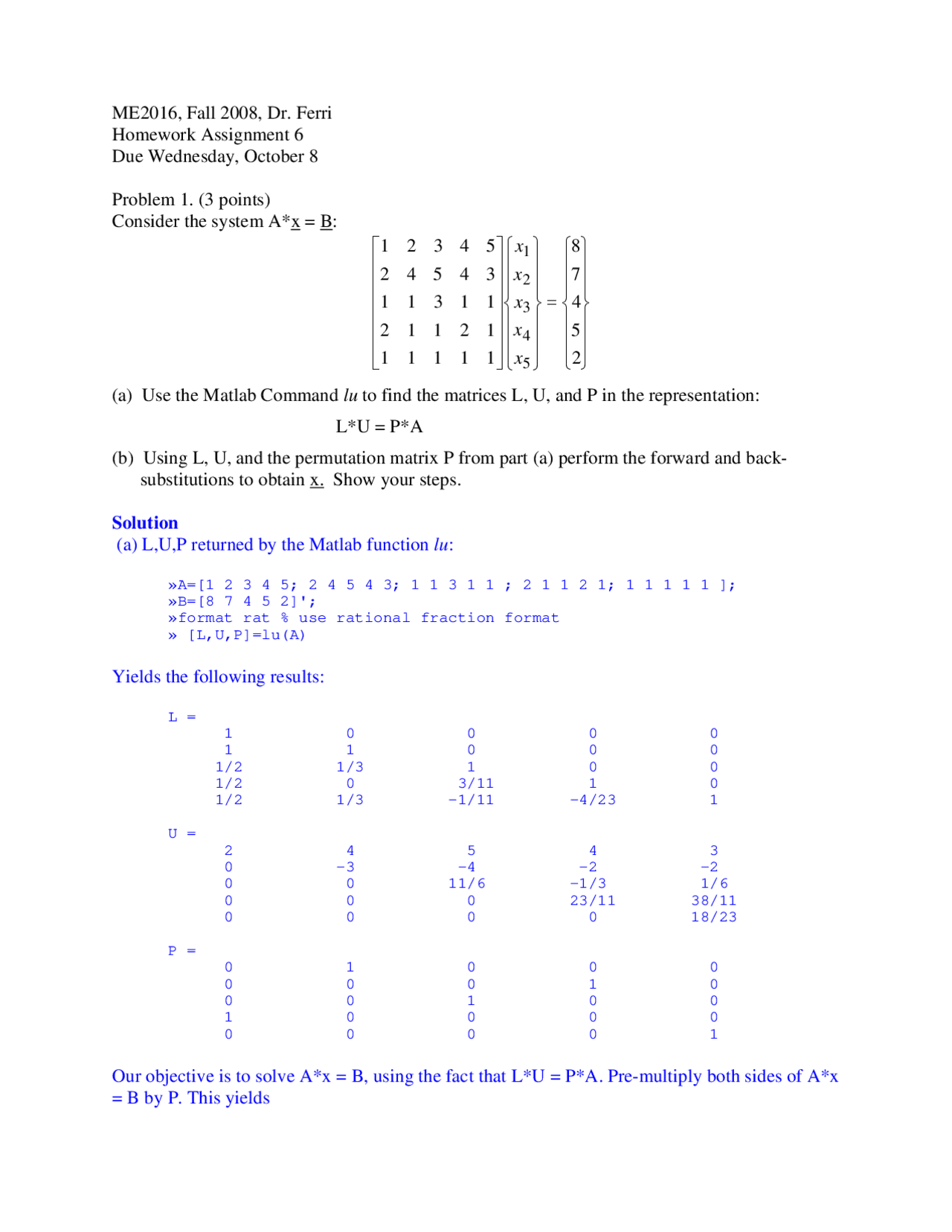 Assignment 6 Solutions Computing Techniques Me 2016 Docsity