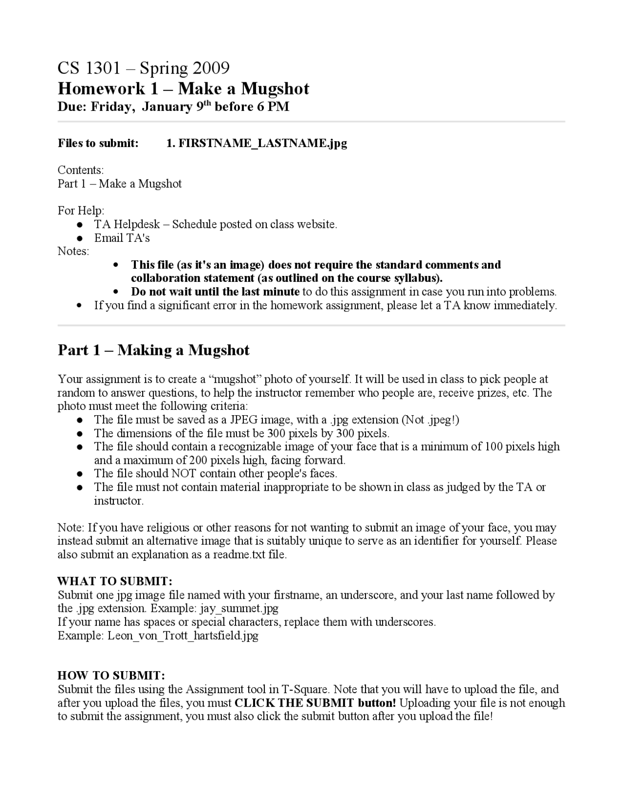 Make a Mugshot - Introduction to Computing - Homework 1 | CS 1301 | Assignments Computer Science ...