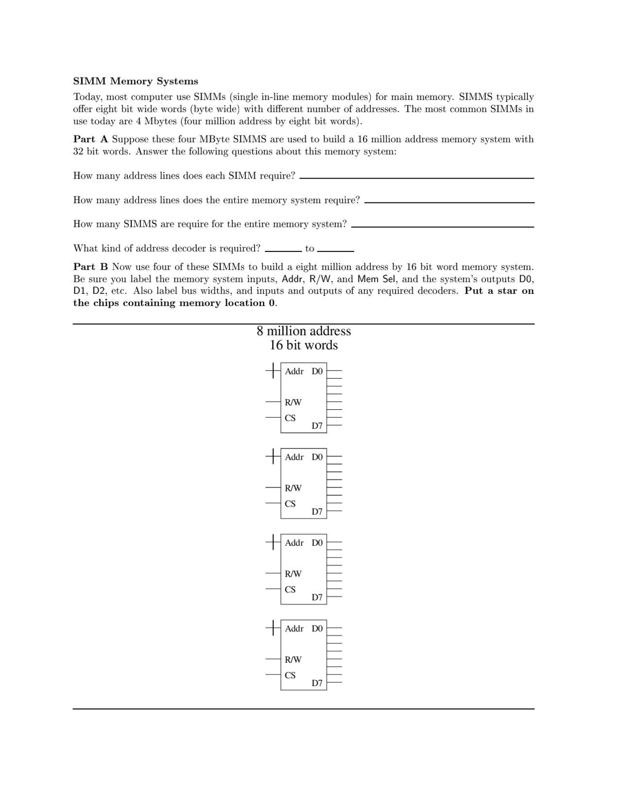 Notes For Memory System Introduction To Computer Engineering Ece