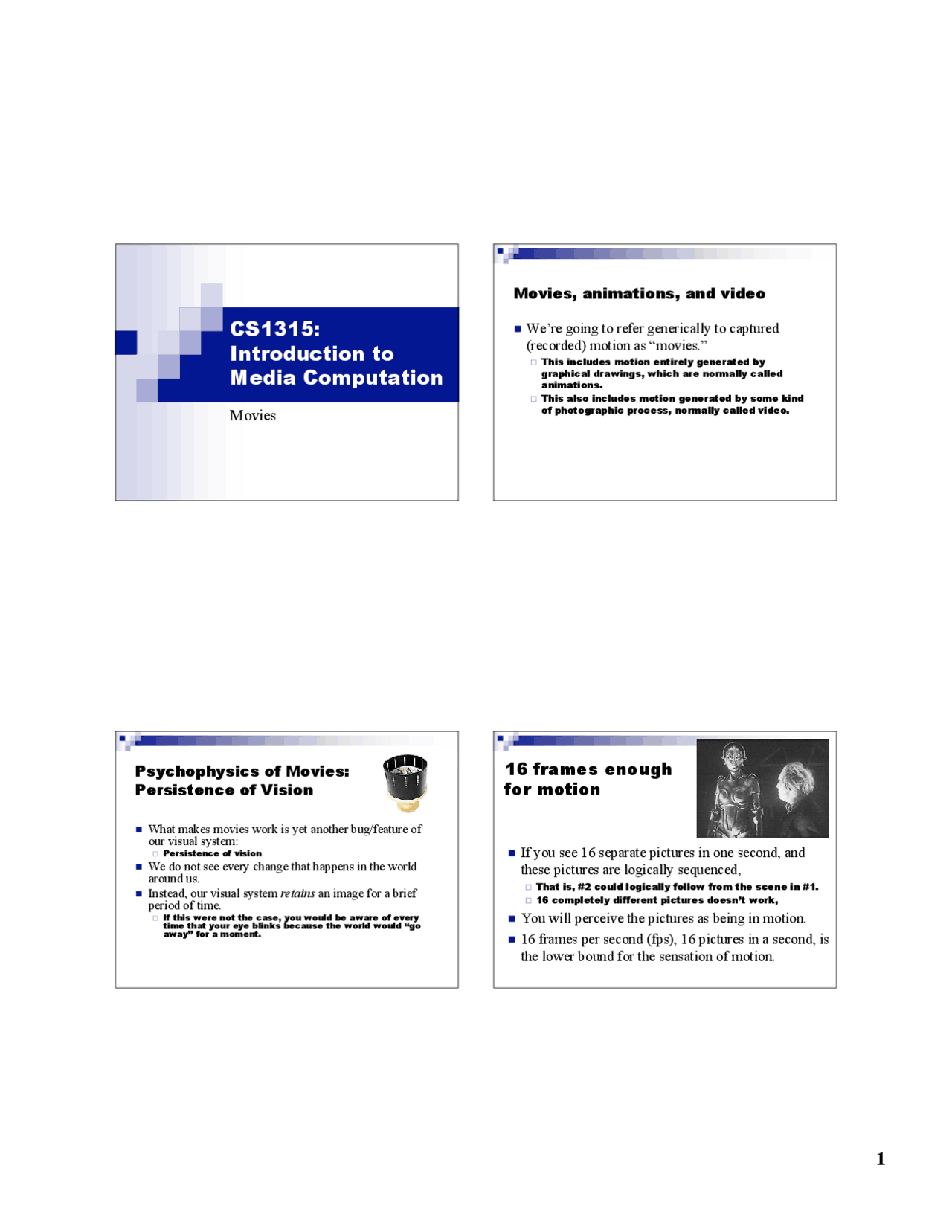 Introduction To Media Movies And Animations Computation Cs 1315 Docsity