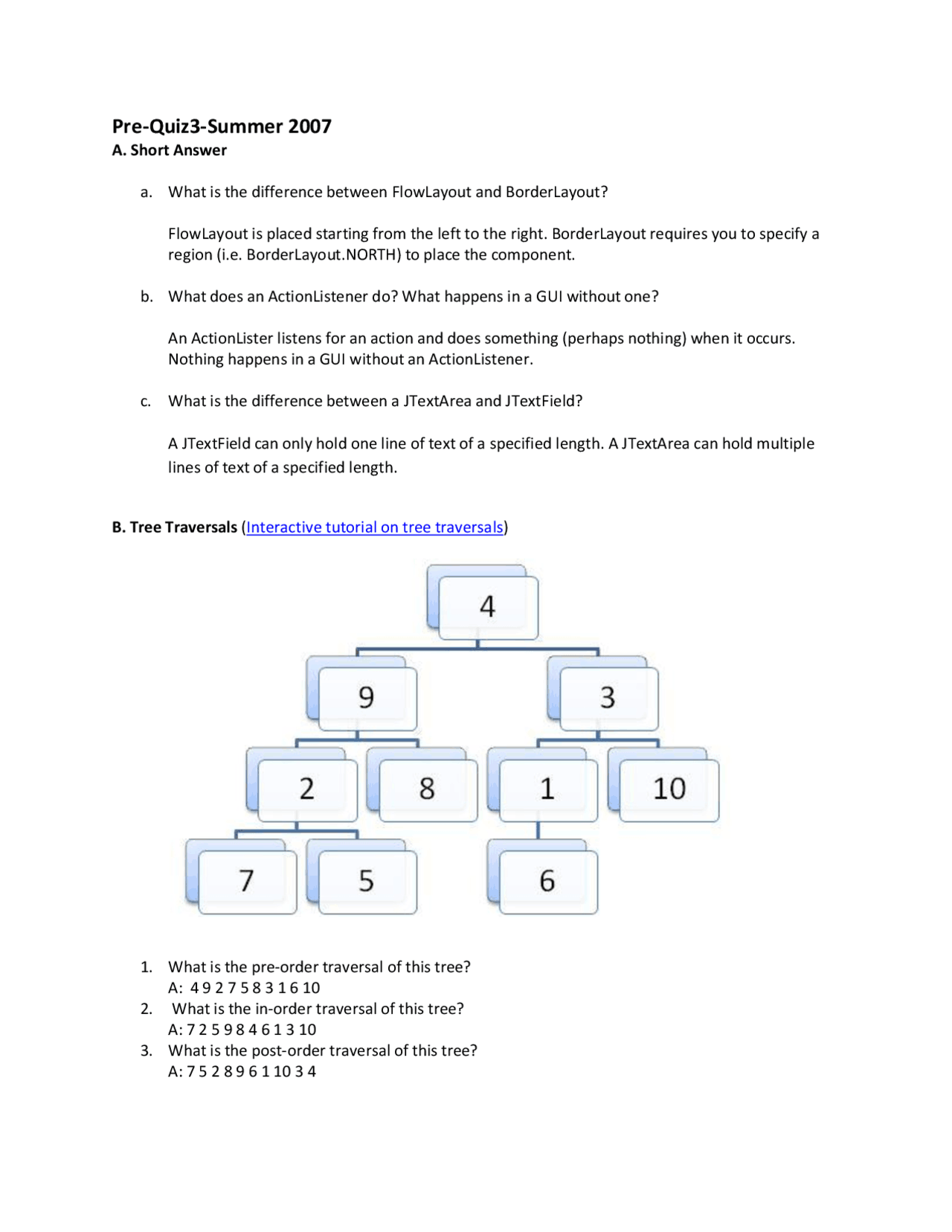 Solved Quiz Iii Representing Structure And Behavior Cs 1316 Docsity