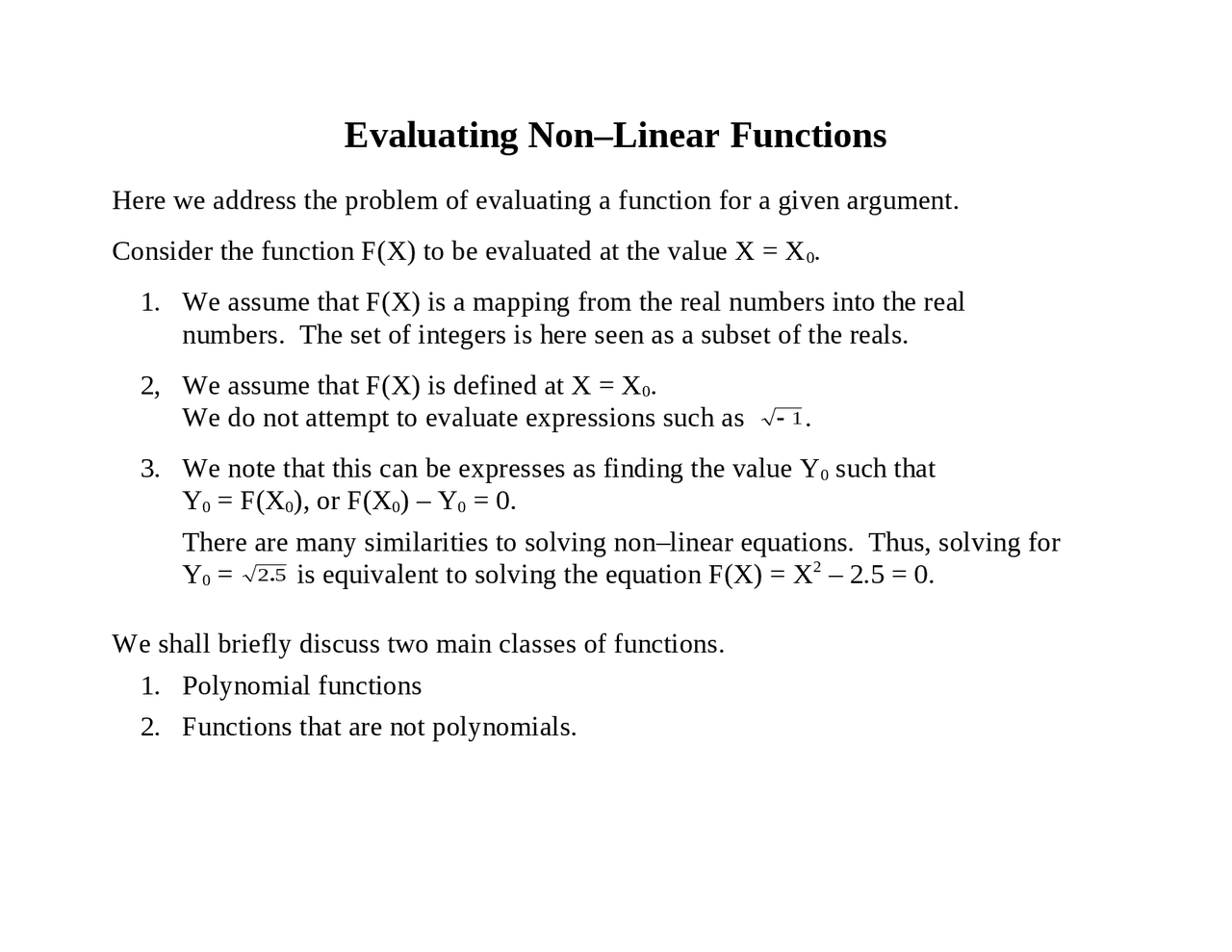 Evaluating Non Linear Functions Algorithm Analysis And Design Cpsc 5115g Docsity
