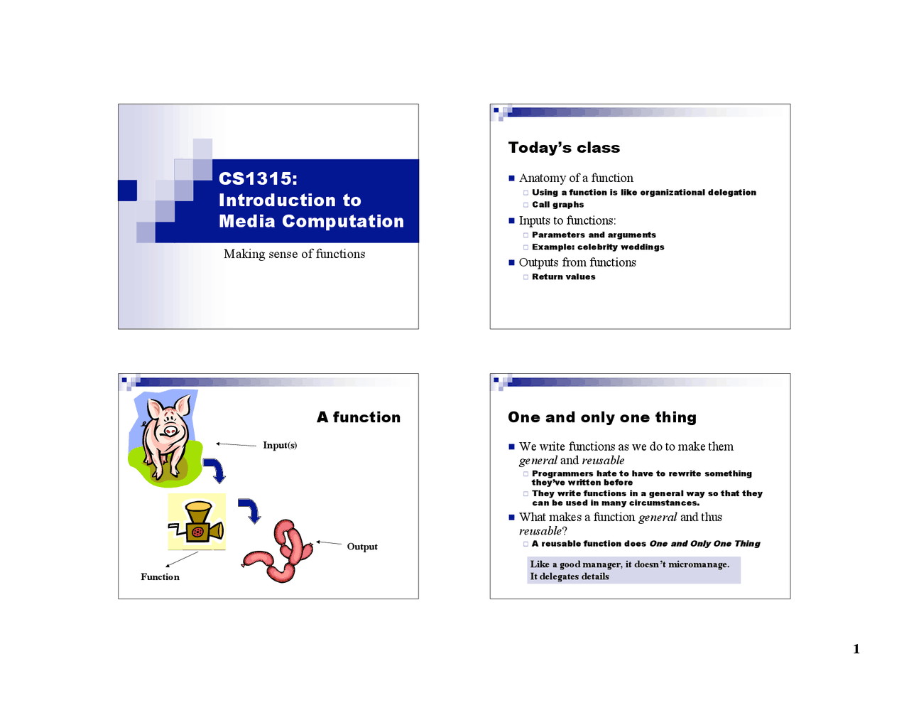 Making Sense Of Functions Lecture Sides Cs 1315 Docsity