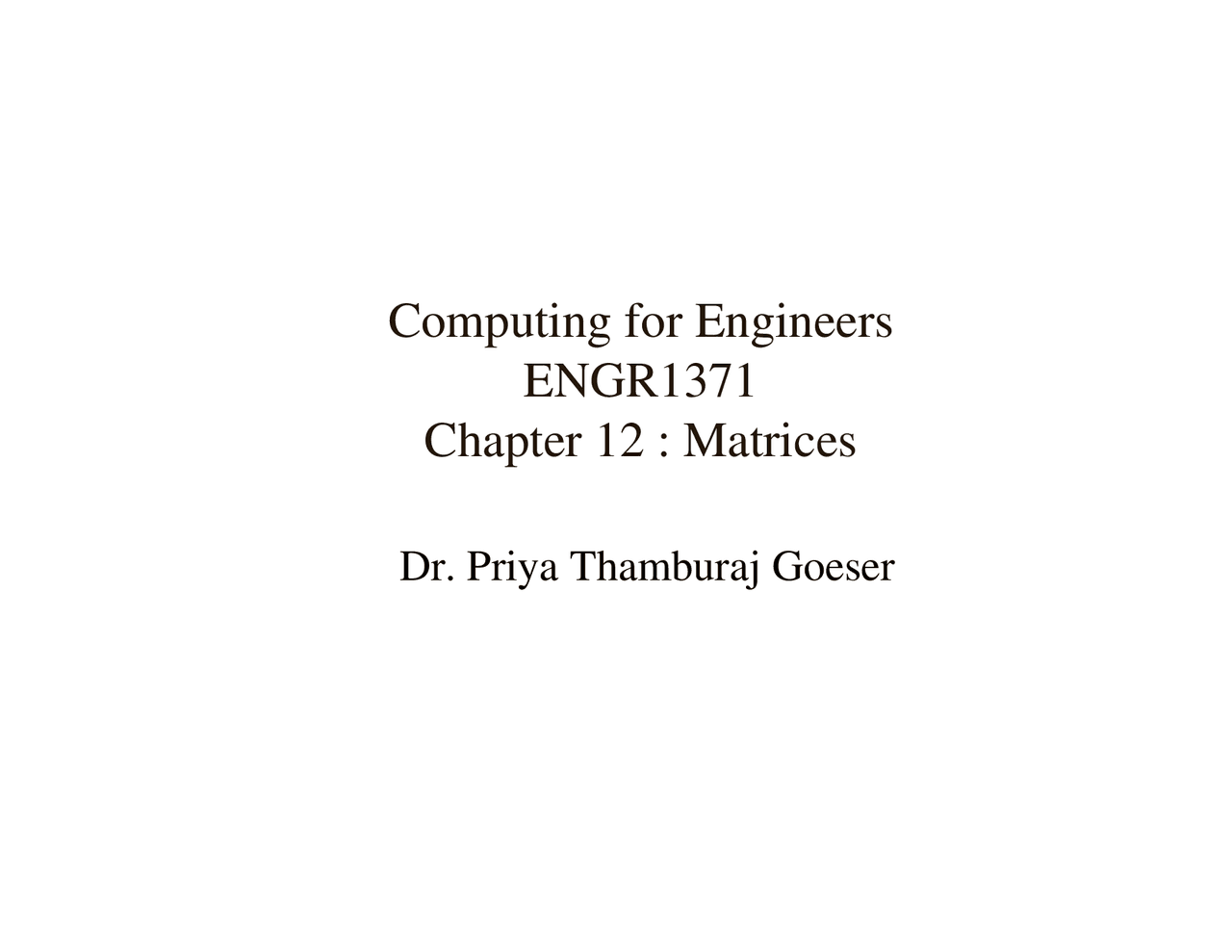Review Sheet For Computing For Engineers Engr 1371 Docsity
