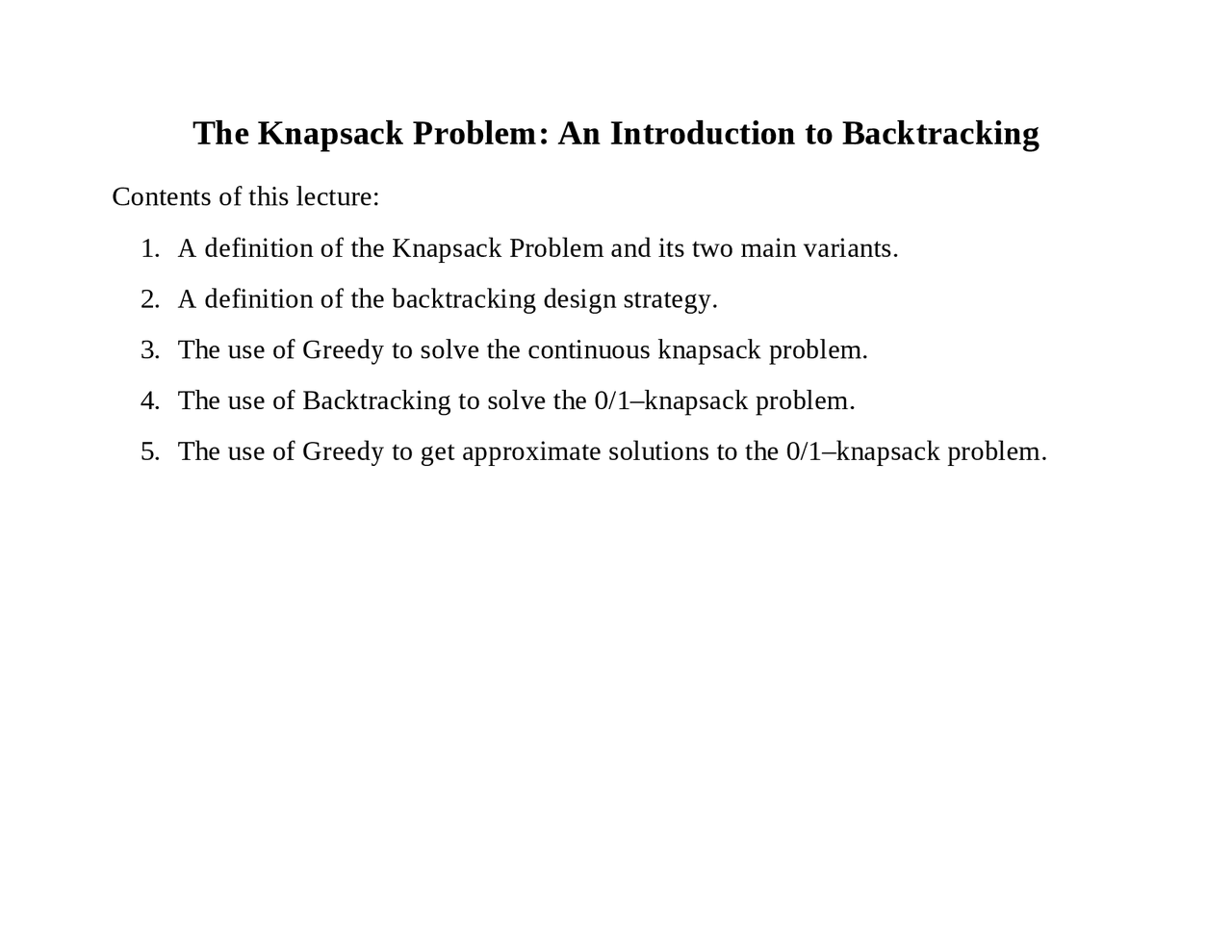 An Introduction To Backtracking In Algorithms Analysis Cpsc 5115g Docsity