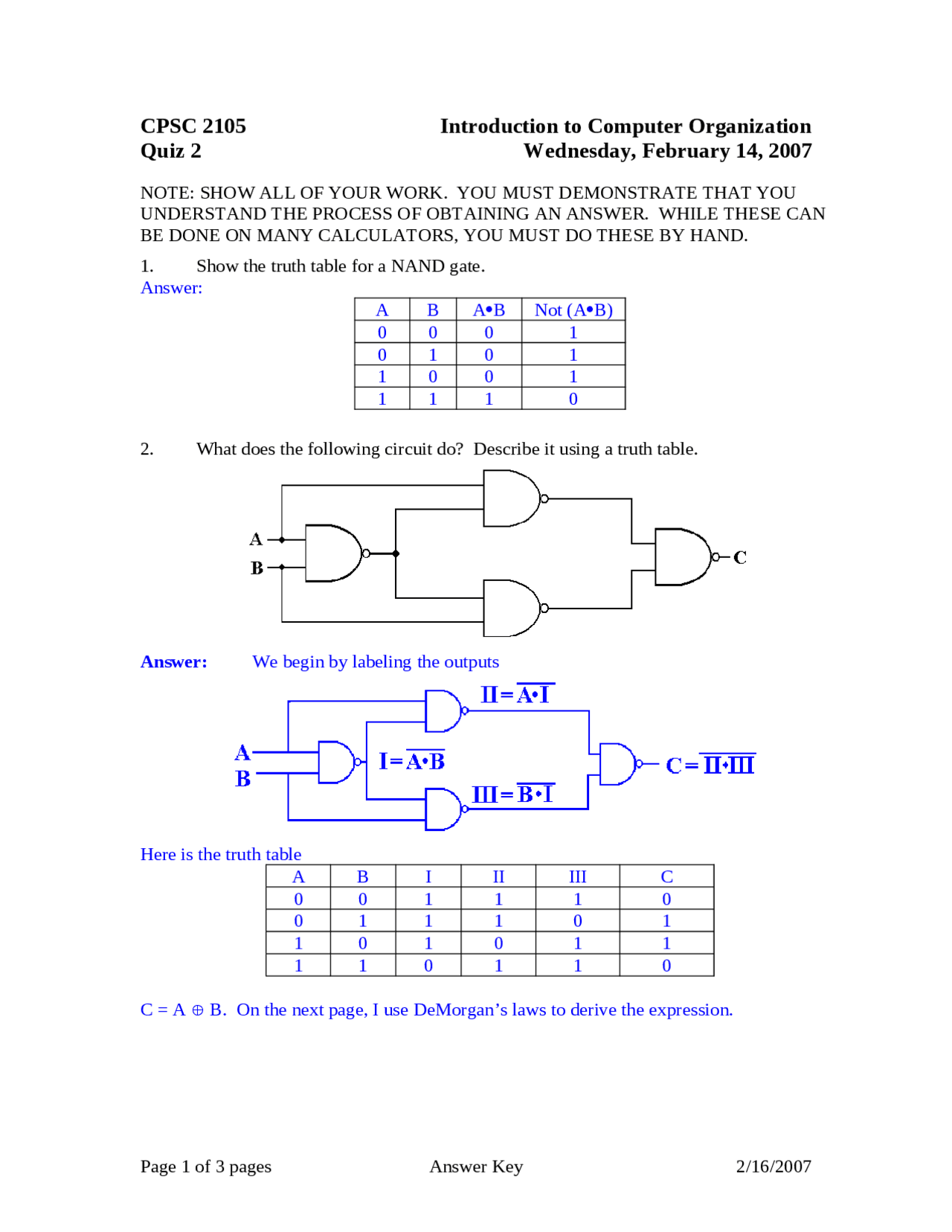 4 Solved Problems On Computer Organization Quiz 2 Cpsc 2105 Docsity