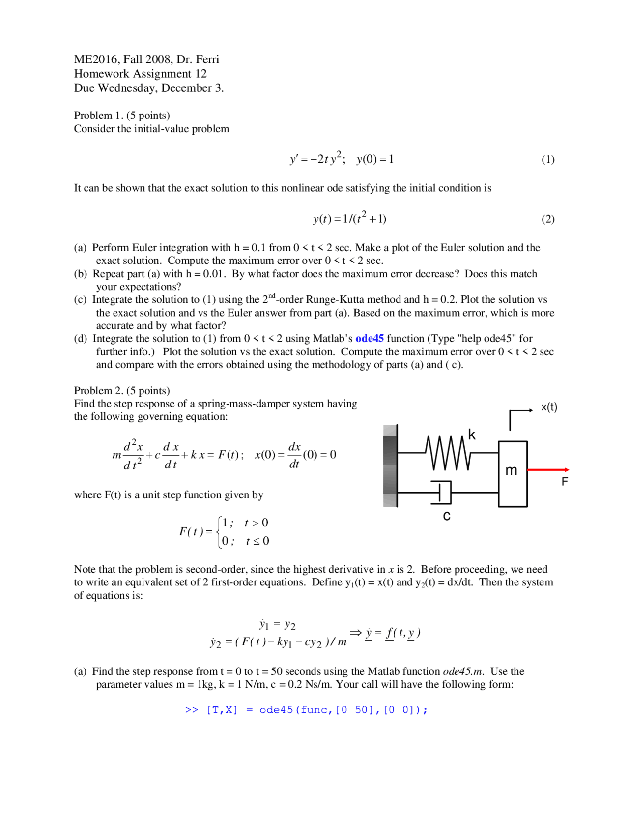 Practice Assignment 12 Computing Techniques Me 2016 Docsity