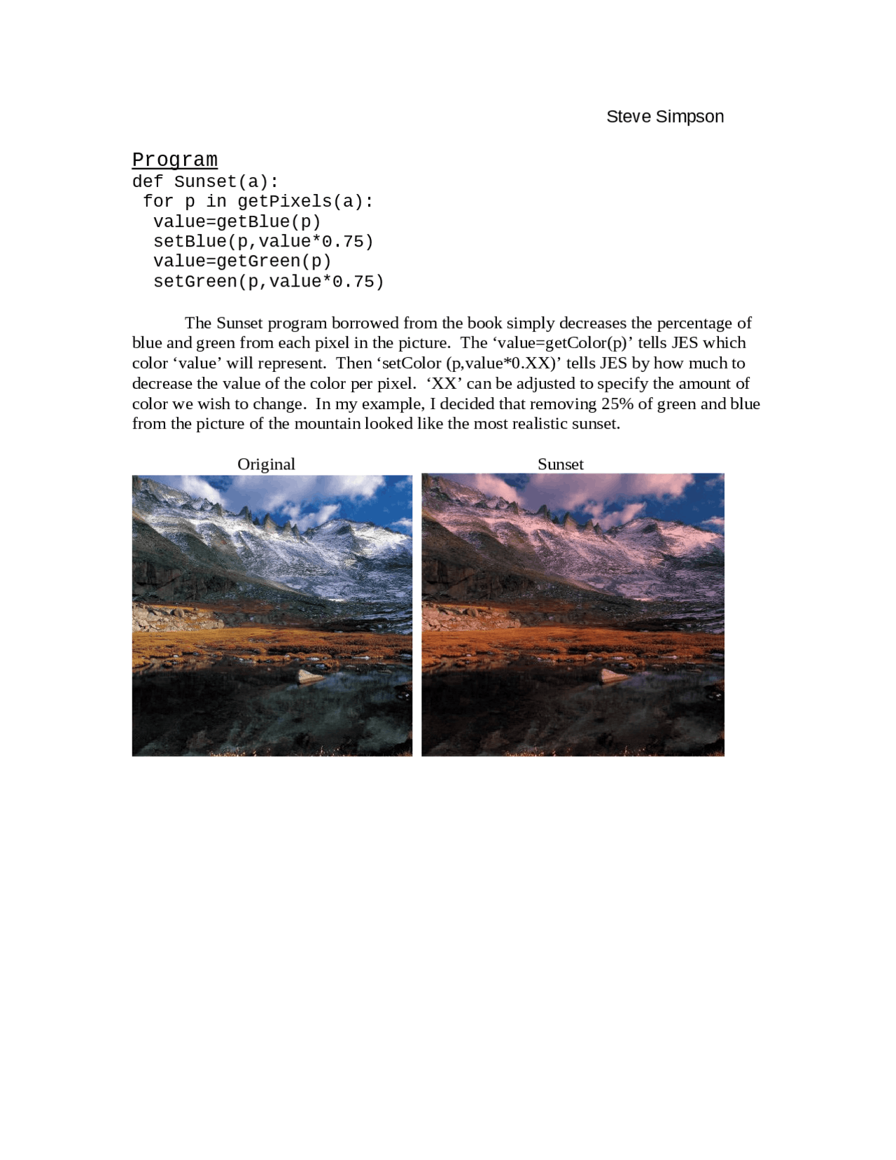 Steve Simpson - Introduction to Media Computation | CS 1315 - Docsity