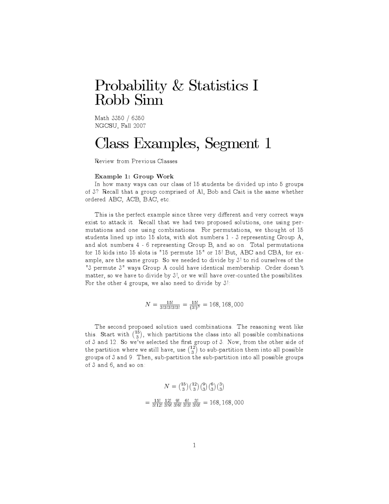 Probability and Statistics - Examples Review | MATH 3350 - Docsity