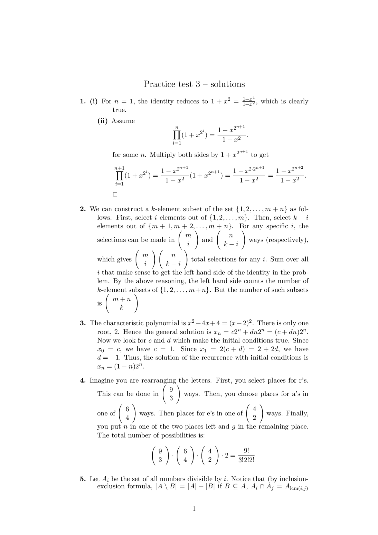 Solved Questions For Constructing Proofs Test Iii Cs 1050 Docsity
