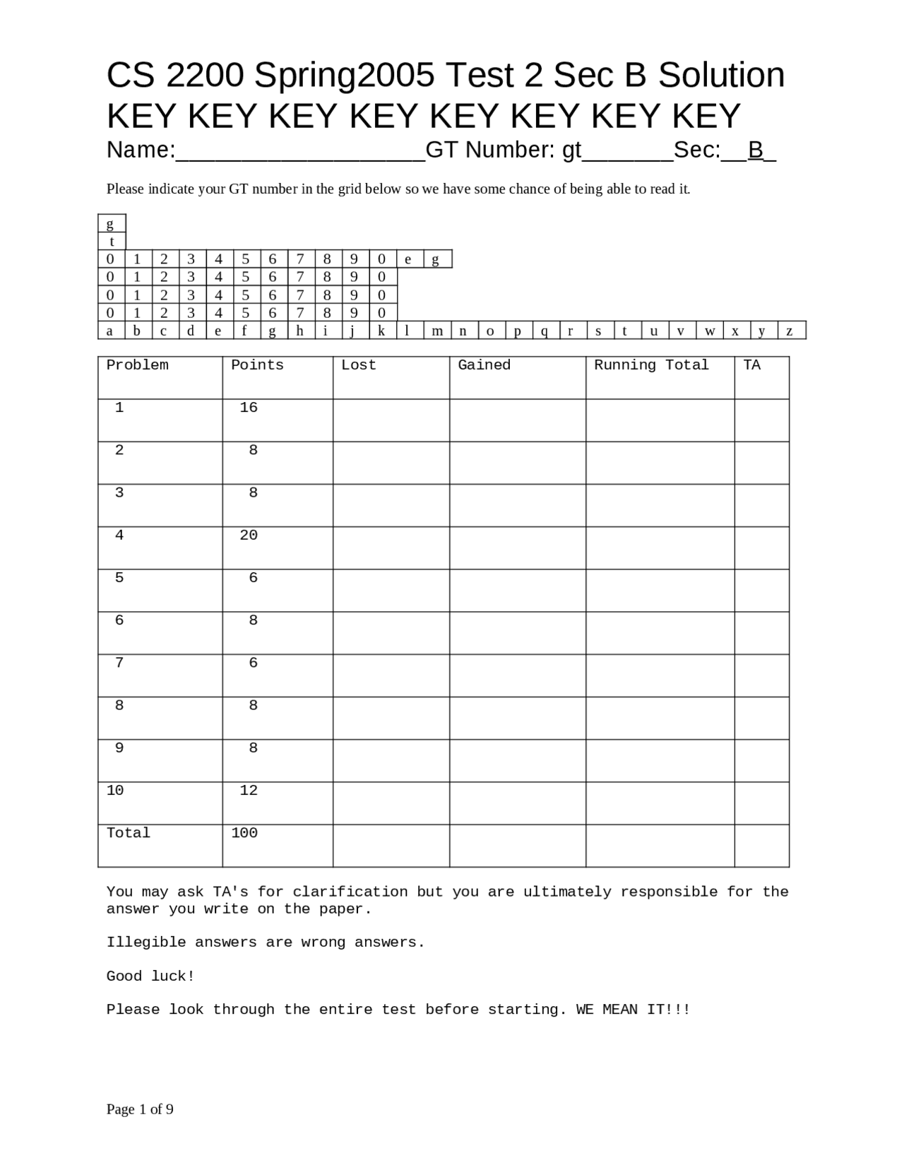 Test 2 Solutions for Systems and Networks | CS 2200 - Docsity