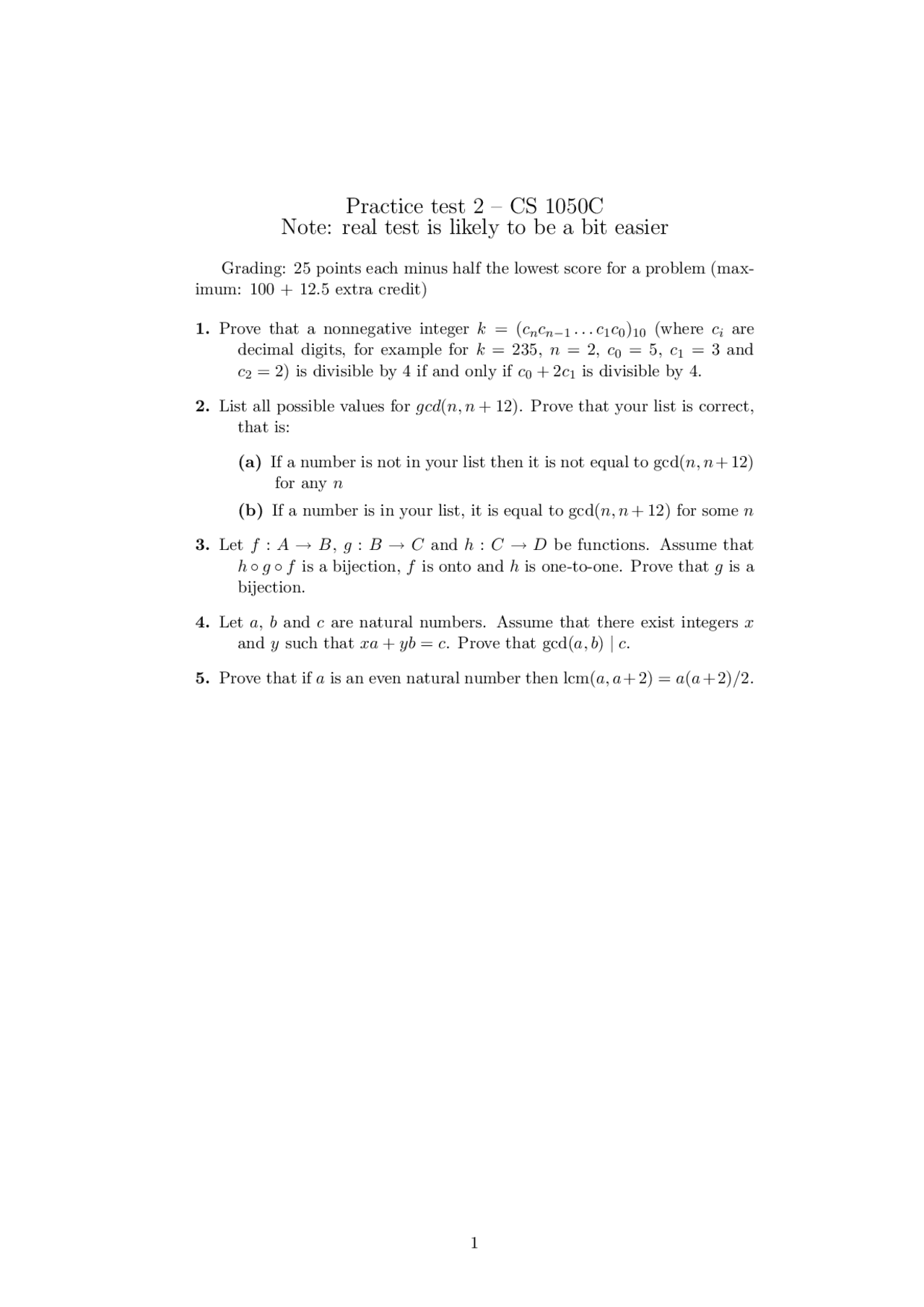 3 Questions With Answer For Quiz 2 Constructing Proofs Cs 1050