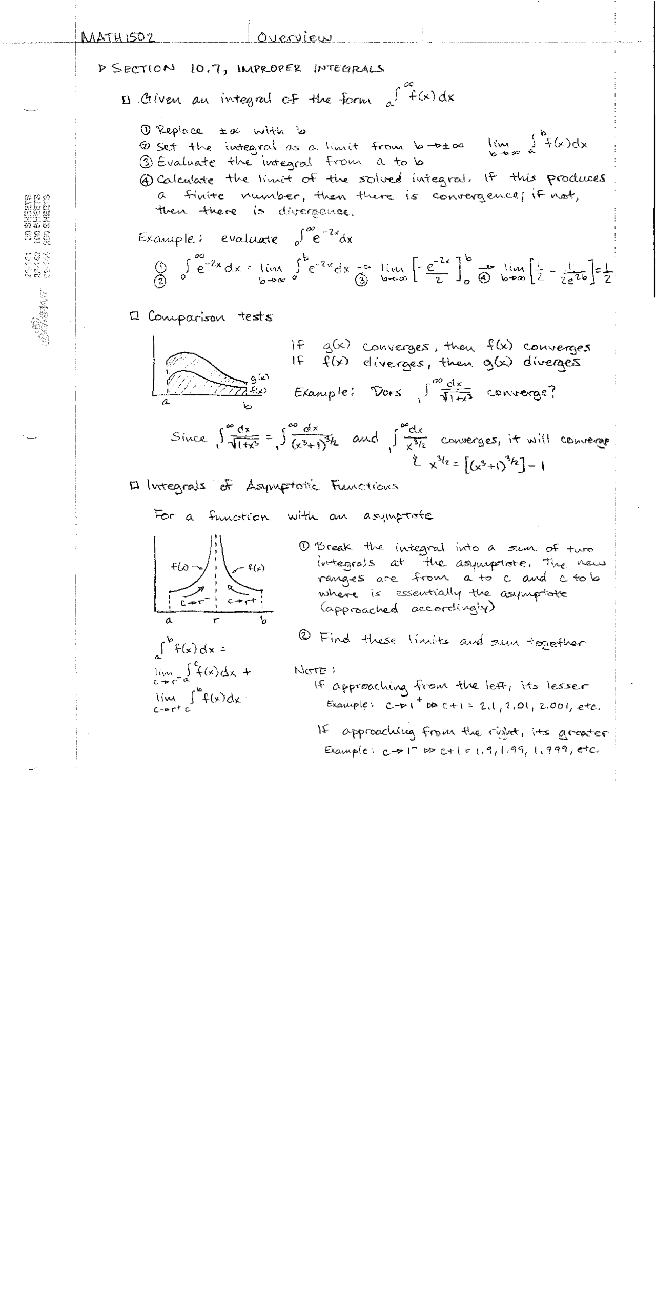 Improper Integrals - Lecture Notes | MATH 1502 | Study notes Calculus ...