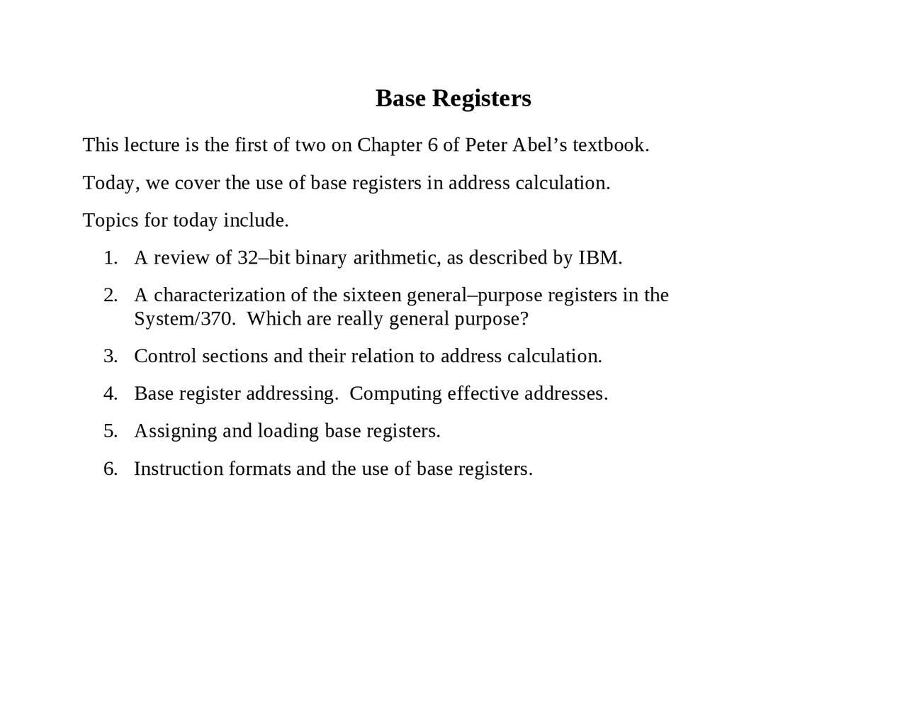 Notes On Base Registers Assembly Language Programming 1 Cpsc 3121 Docsity
