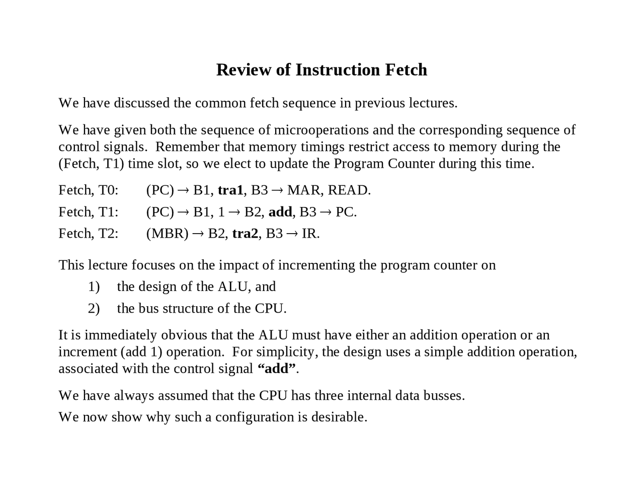 Review of Instruction Fetch in Computer Networks | CPSC 5157G - Docsity