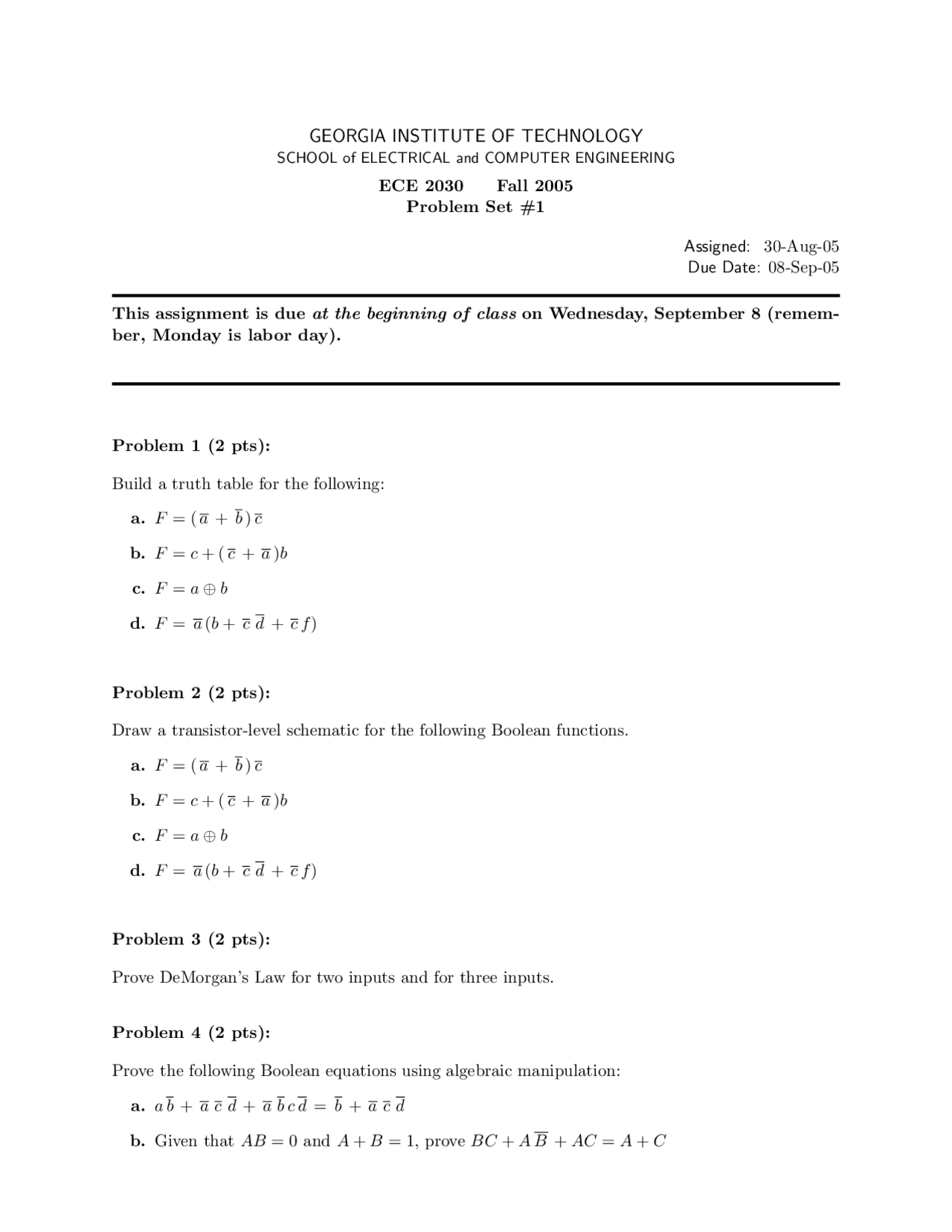 Assignment 1 Questions Introduction To Computer Engineering Ece 2030 Docsity