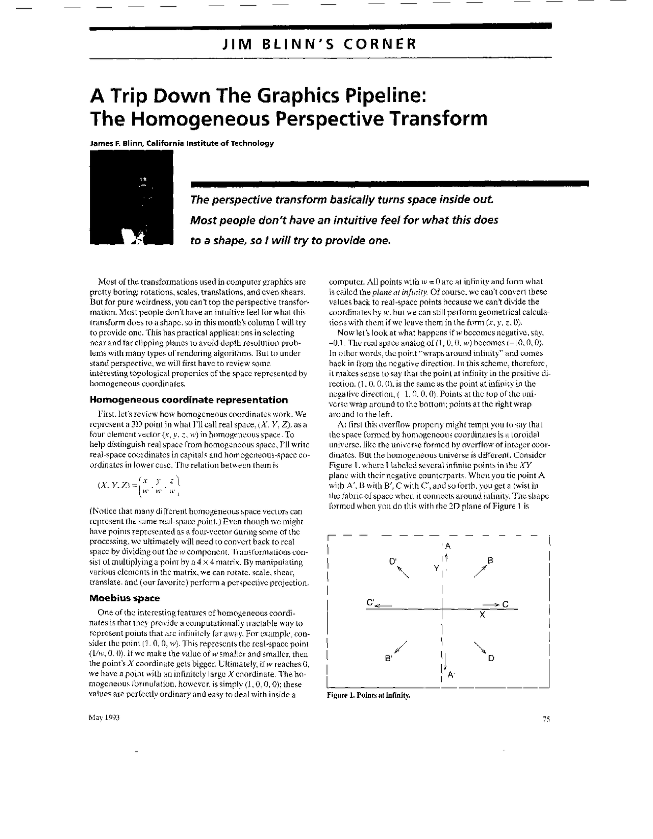 The Graphics Pipeline : The Homogeneous Perspective Transform | COA ...